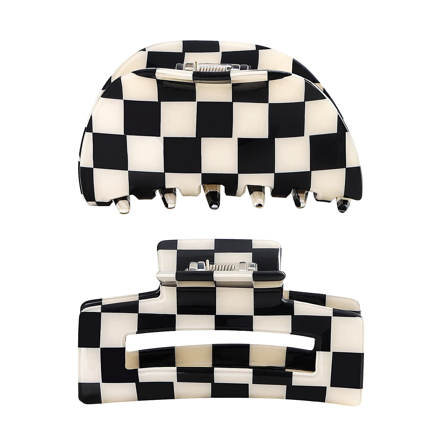 TODEROY Checker Claws Tortoise Barrettes Claw Clips for Women No-Slip ...