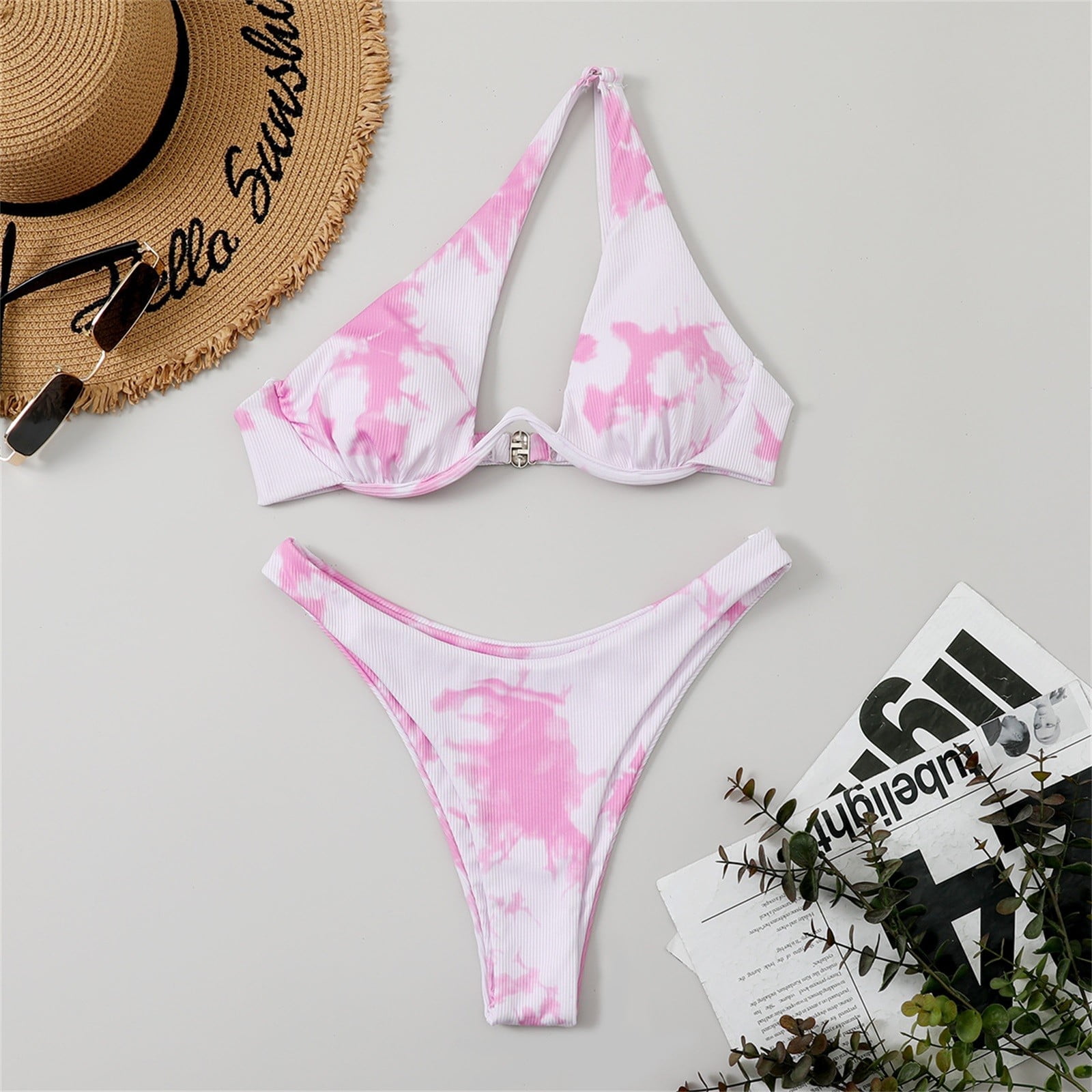 TODOZO Bikini Sets for Women Underwire One Shoulder Bikini High Cut ...
