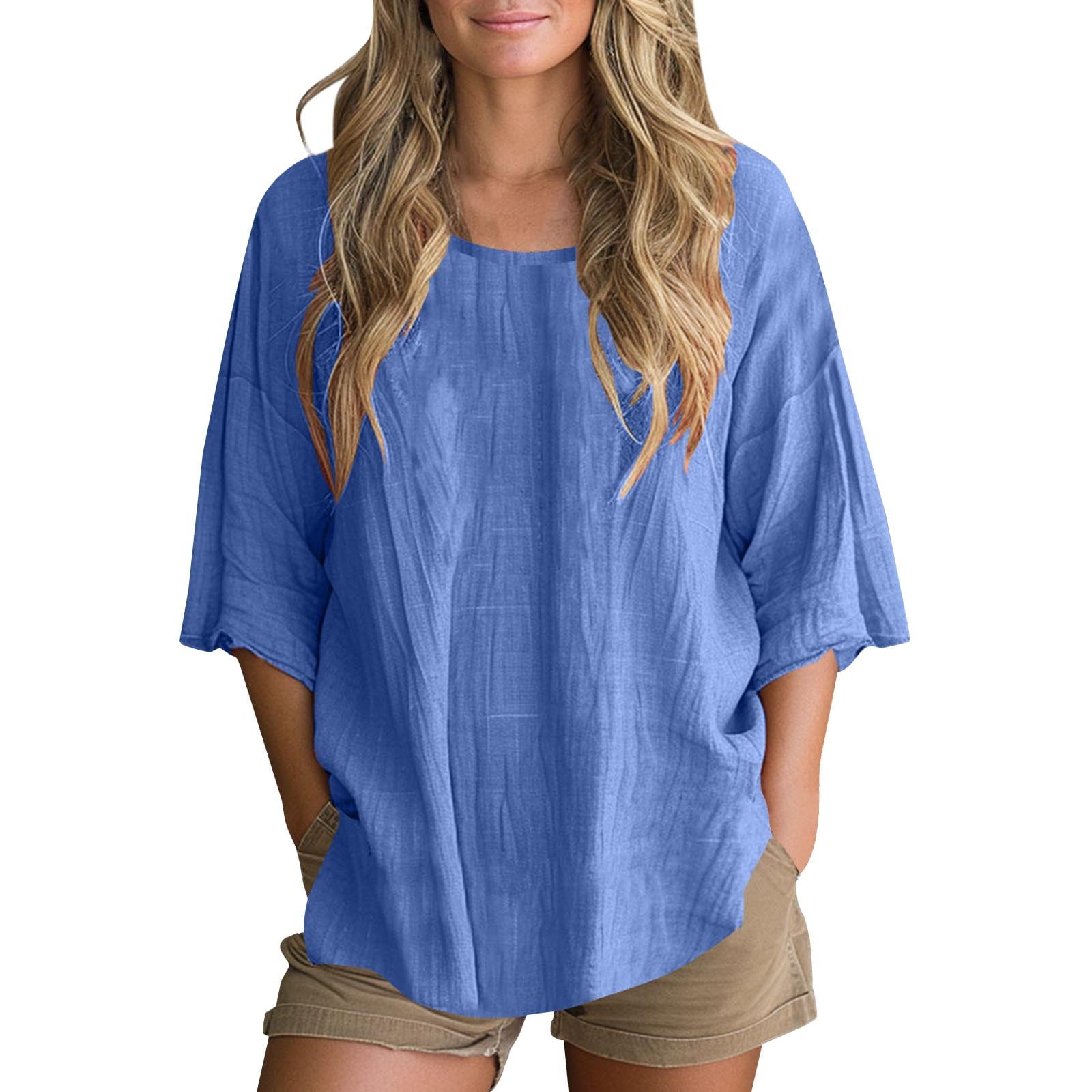 TODOZO Linen Shirts for Women Summer Tops for Women Linen Clothes for ...