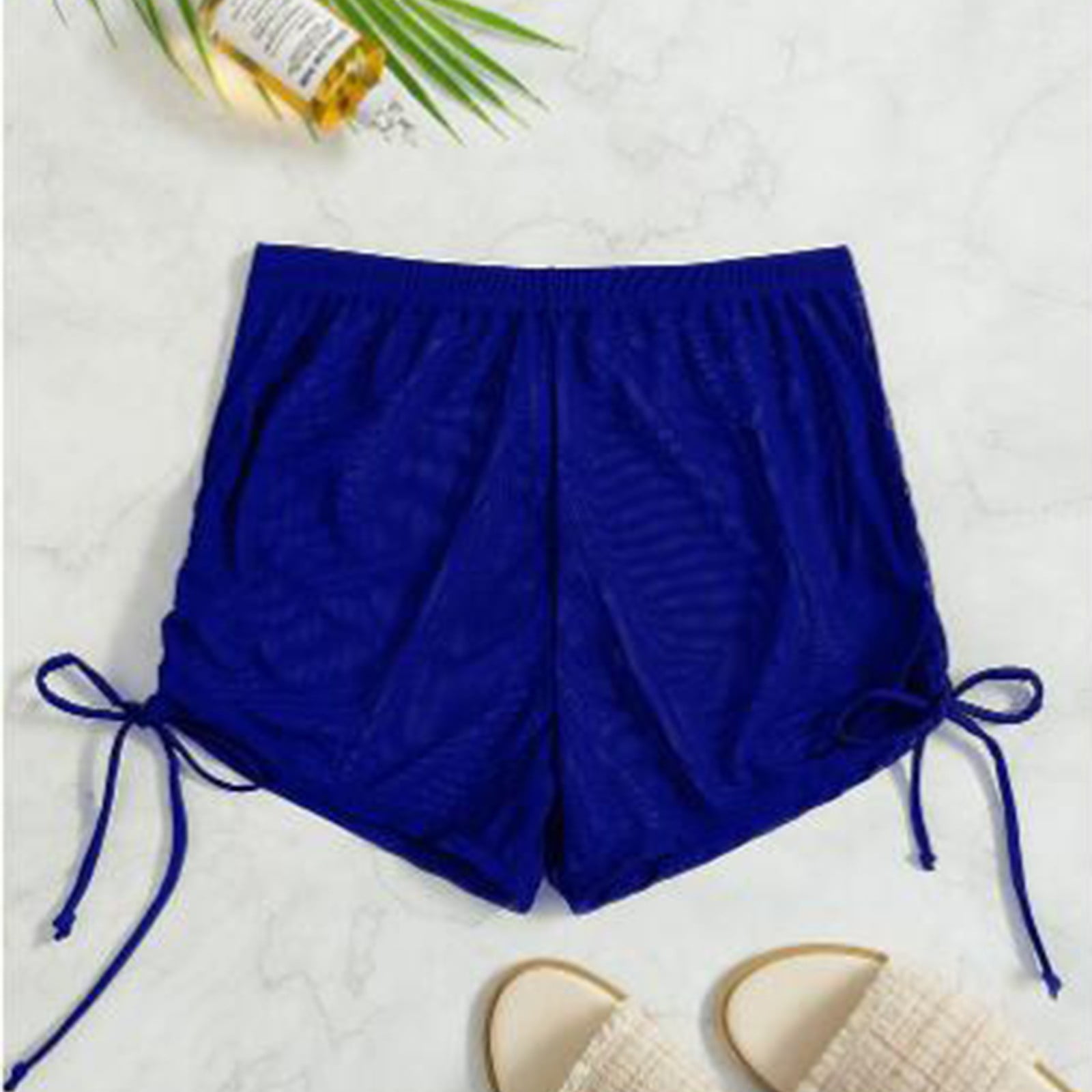 TODOZO Women's Drawstring Side Mesh Sheer Beach Summer Cover Up Shorts ...