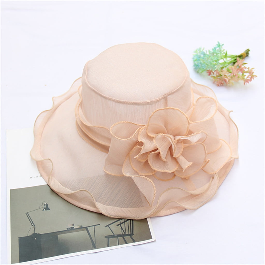 TODOZO Women's Kentucky Derby Church Dress Hat Wide Brim Leaf Flower ...