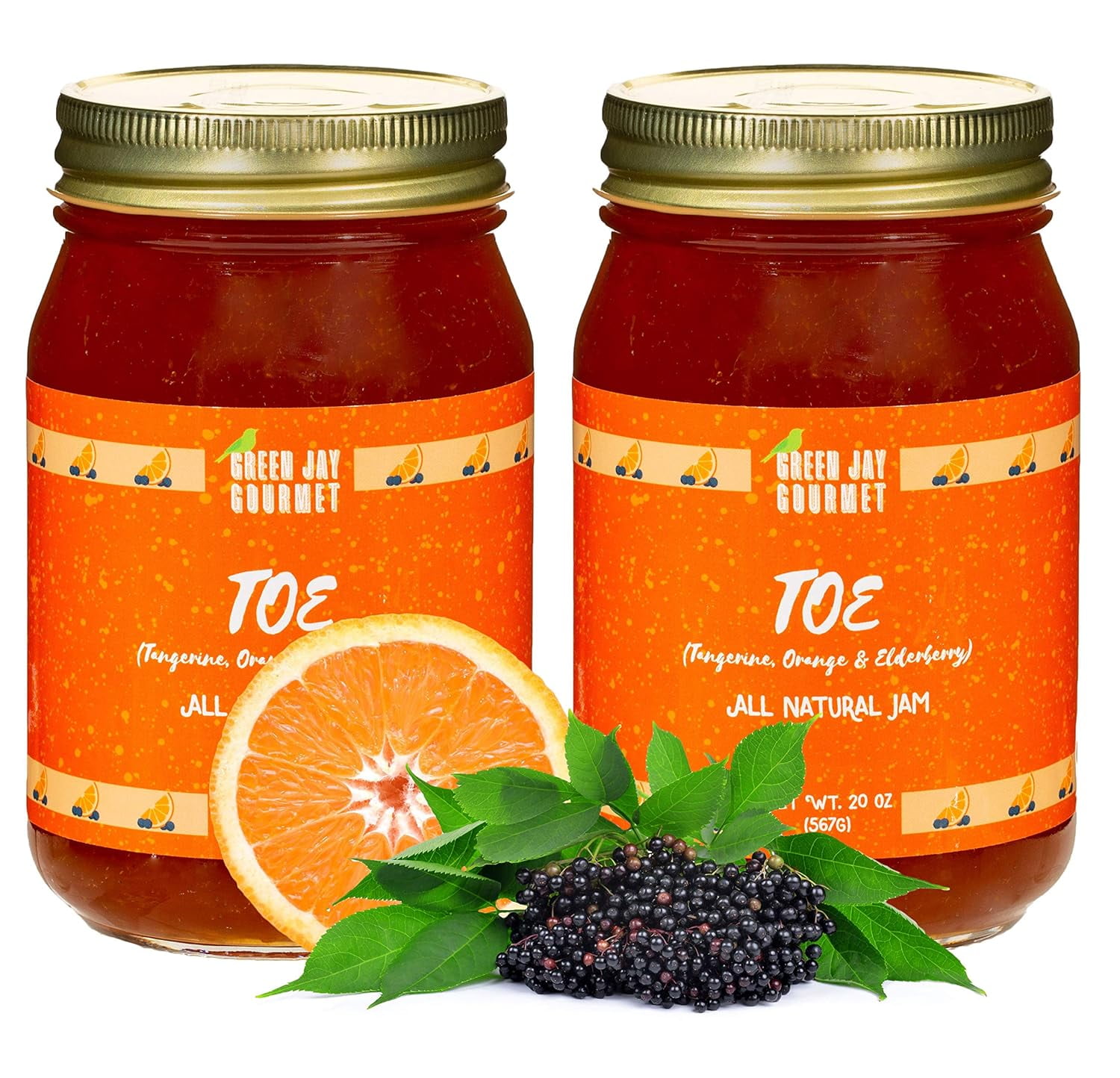 TOE Jam - All-Natural Fruit Jam - Tangerine, Orange & Elderberry Jam ...