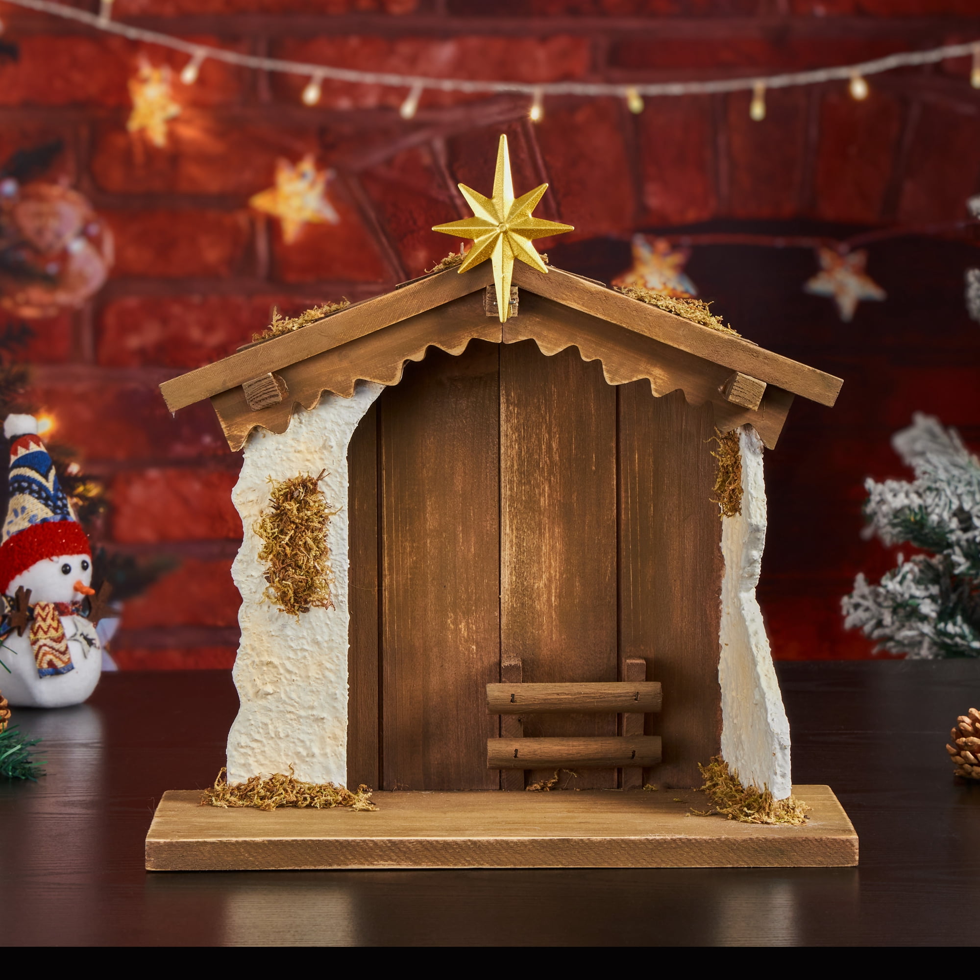 TOETOL Manger for Nativity Scene for Inside Scale Holy Family Nativity ...