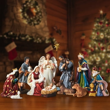TOETOL Handcrafted Nativity Set Scene with Realistic Pieces, Wooden ...