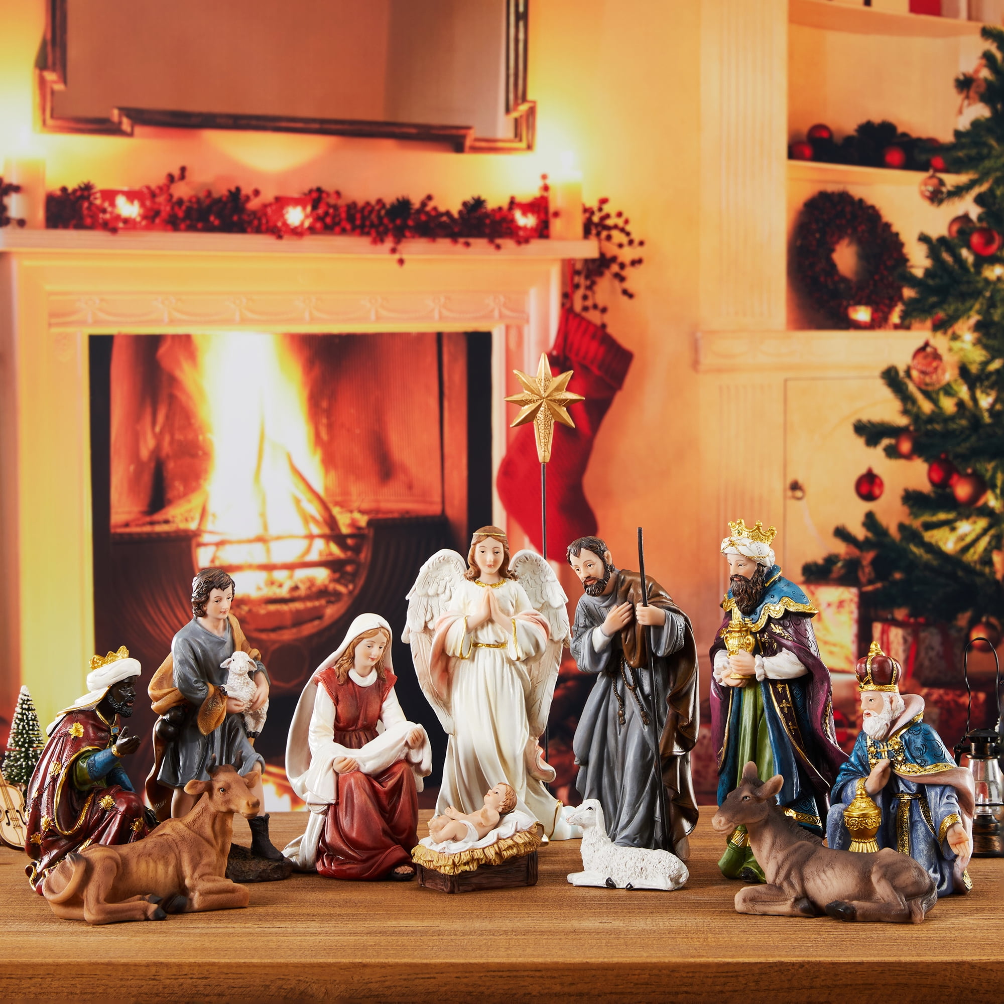 TOETOL Nativity Sets for Christmas Indoor Nativity Scene Set Resin ...