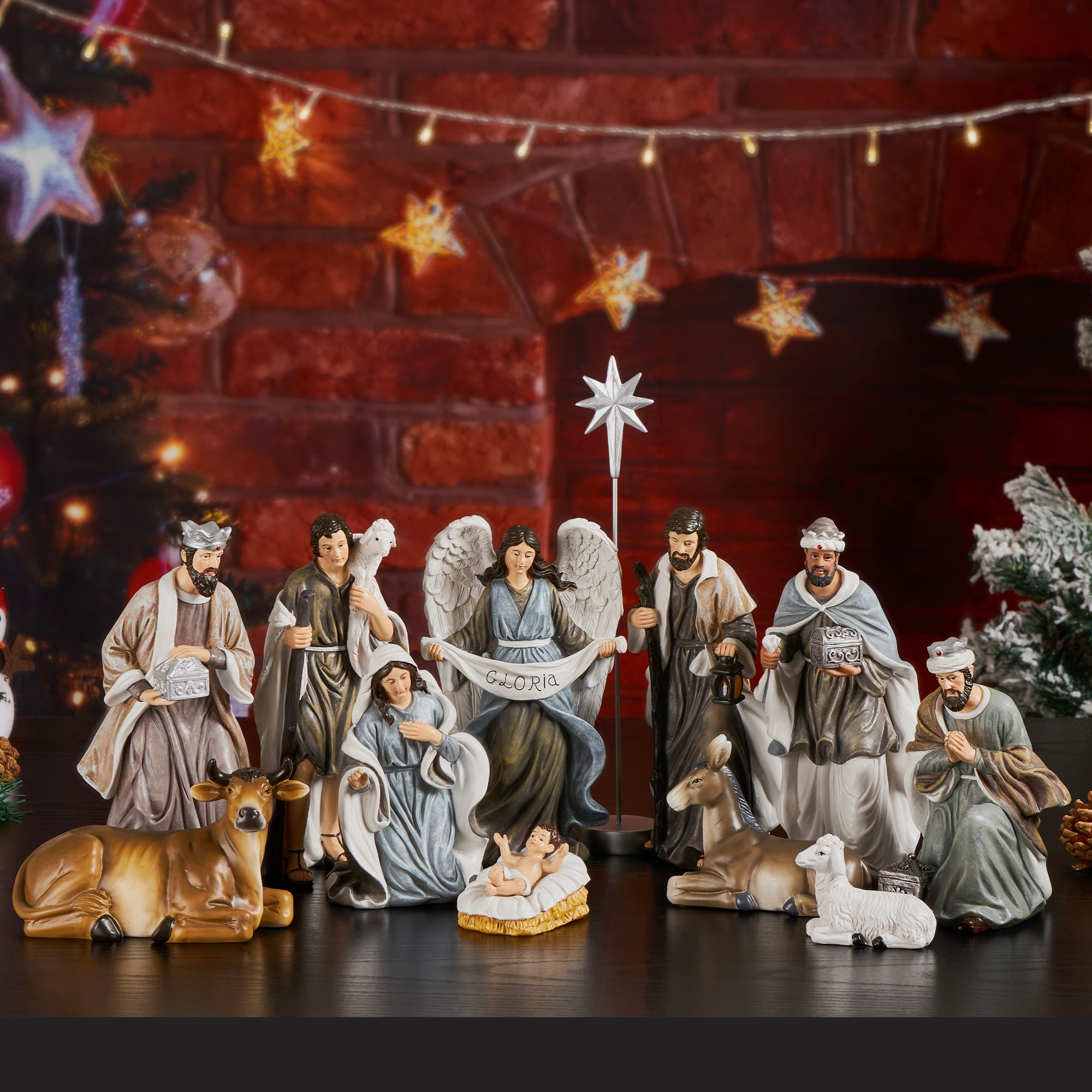 TOETOL Nativity Sets for Christmas Indoor Nativity Scene Set Resin ...