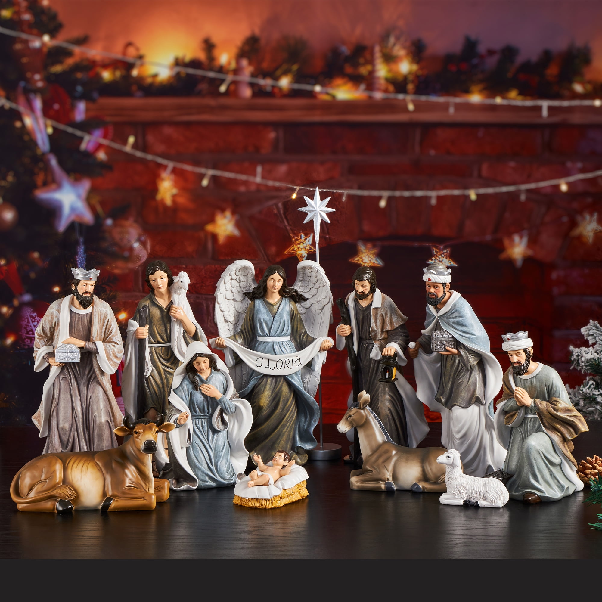 TOETOL Indoor Christmas Nativity Set, Resin Figurine Ornament, Tabletop ...