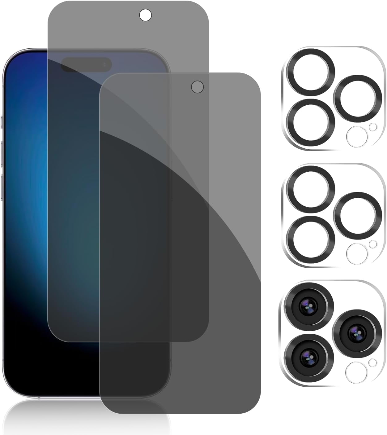 TOEVER [2+2 Pack] iPhone 15 Pro Privacy Screen Protector with Camera ...