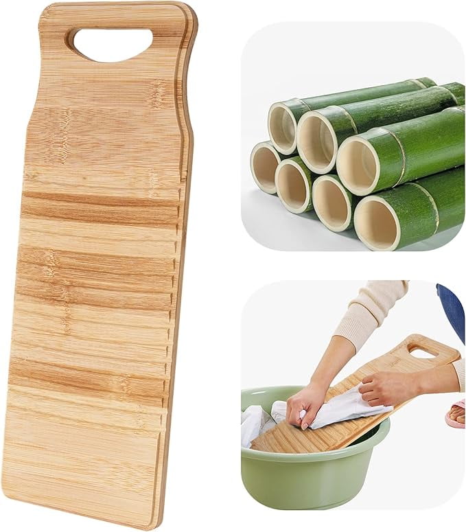 TOEVER Natural Bamboo Washboard for Laundry, Bamboo Hand Washing Board ...