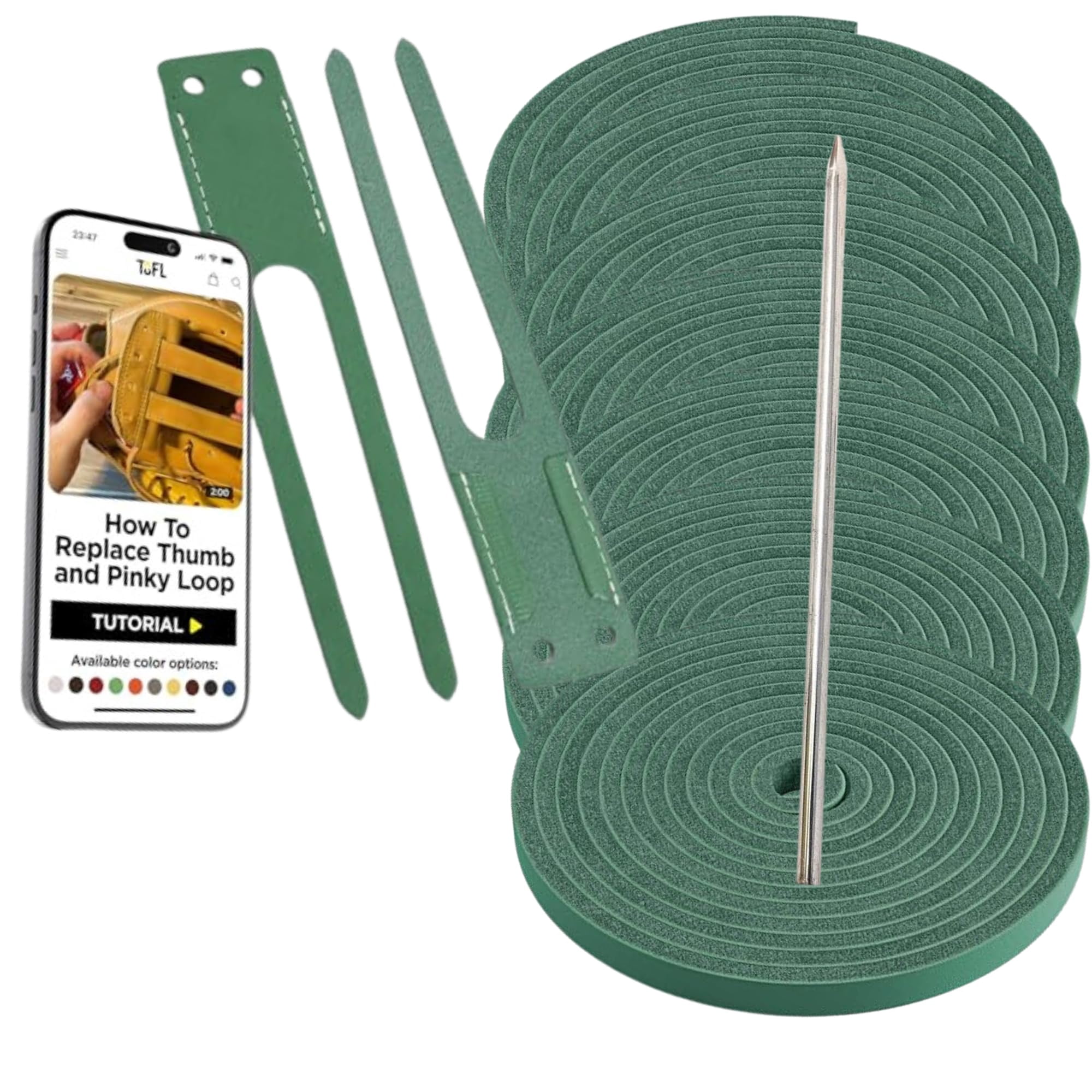 TOFL Baseball Glove Lace Kit | 6 Leather Glove Laces, a Lacing Needle ...