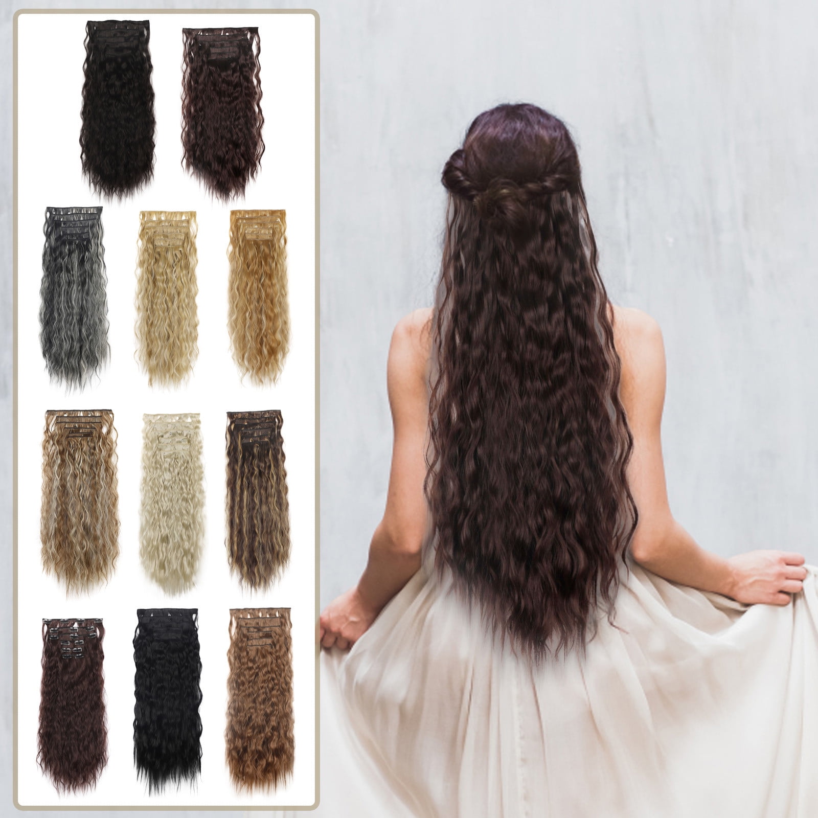 TOFOTL Clip-in Hair Extensions, Brown, 16 Clips, 24 Inch, Women's Long ...