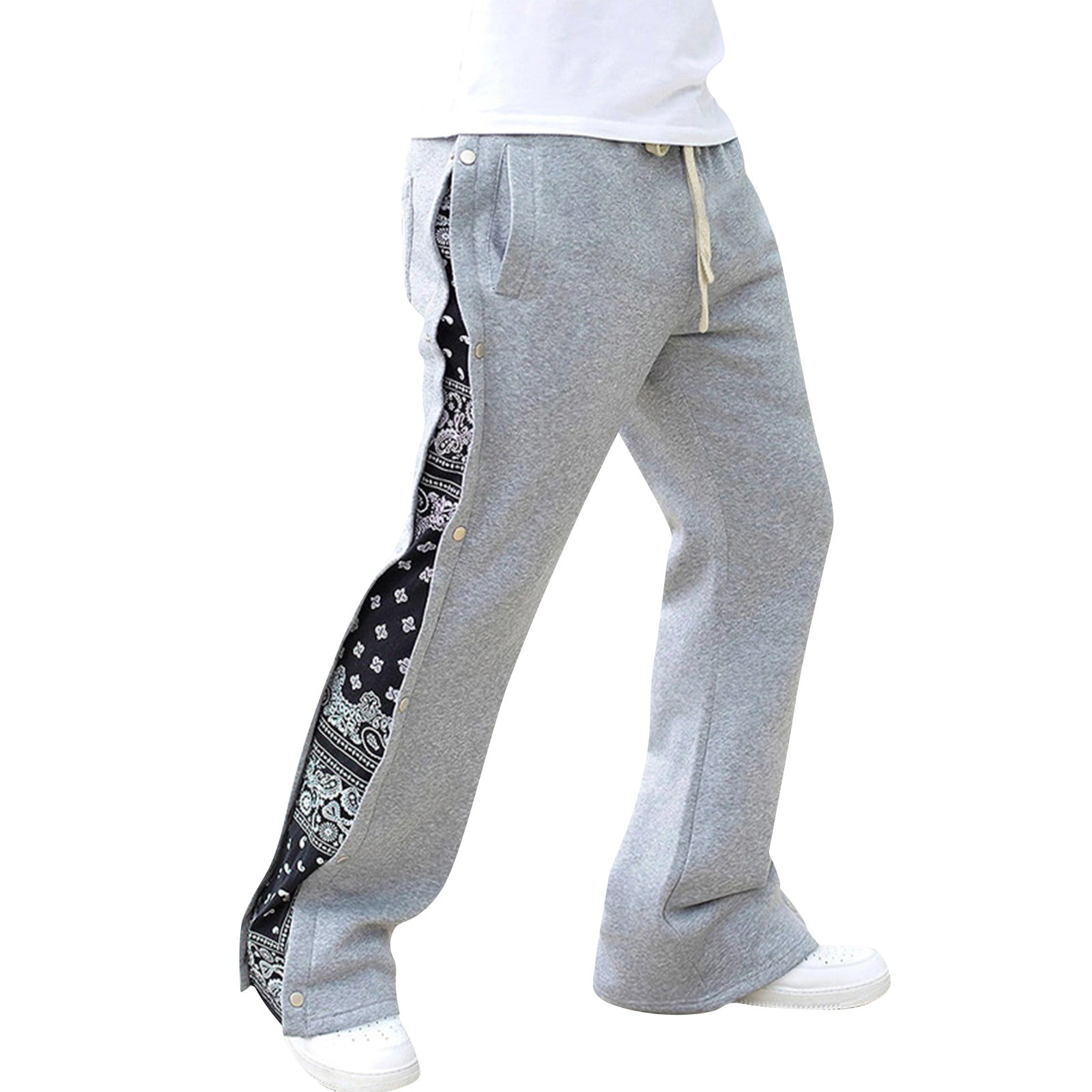 TOFOTL Men's Double Breasted Trim Hip-hop Button Up Sports Casual Pants ...