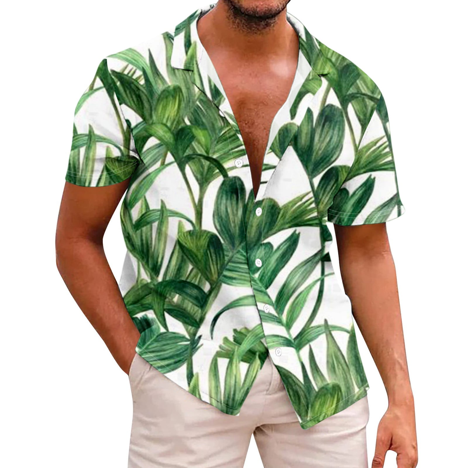 Tofotl Mens Hawaiian Floral Shirts Casual Short Sleeve Summer Beach