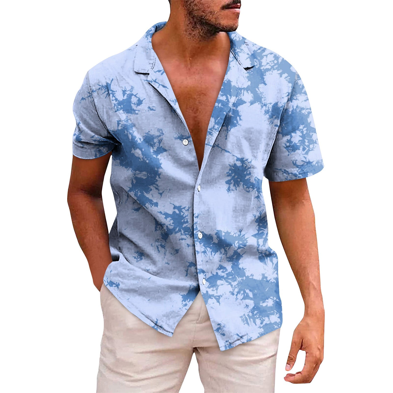TOFOTL Men's Linen Shirts Casual Button Down Short Sleeve Floral Shirt ...