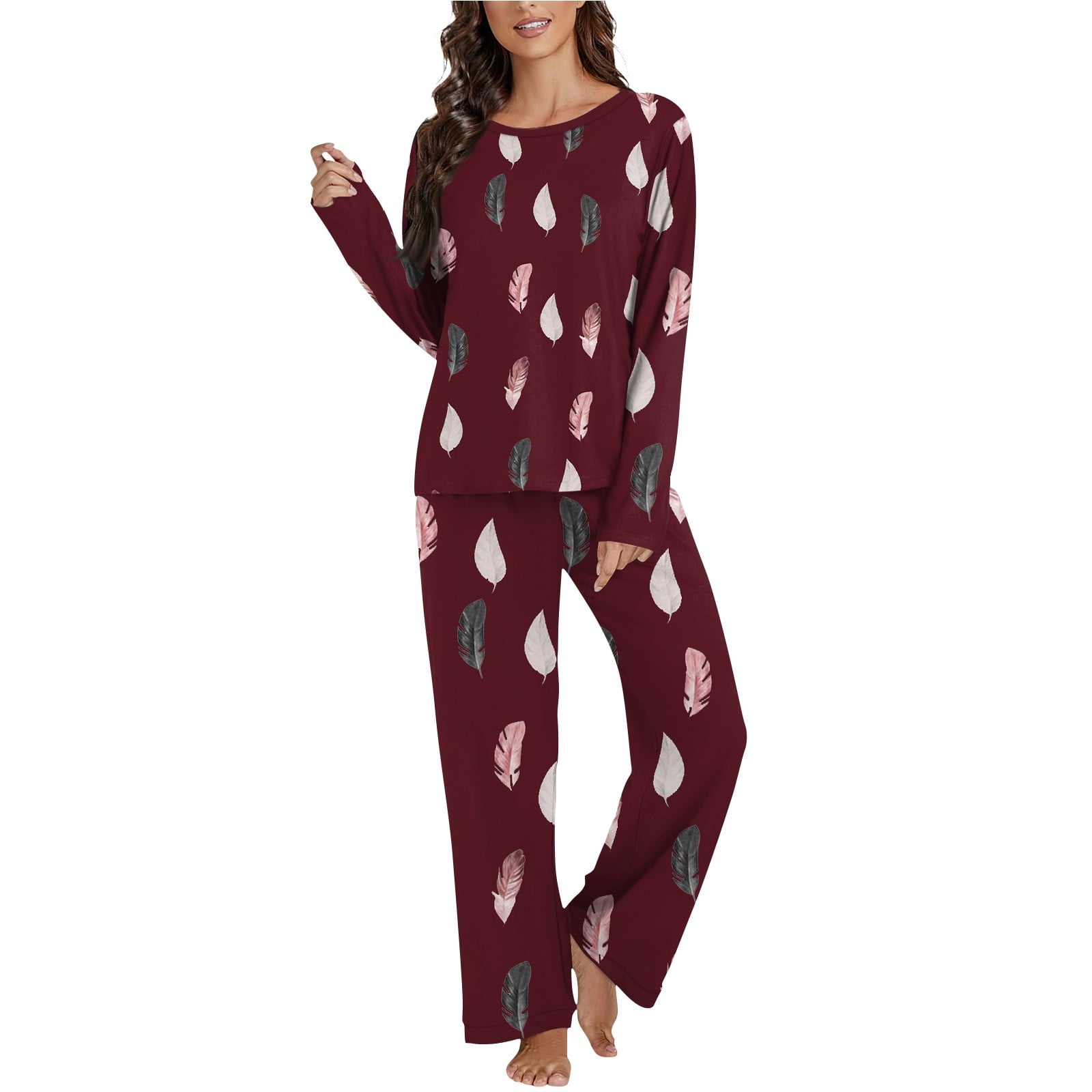 Tofotl Women 2 Piece Floral Floral Printed Set Long Sleeve Button Down