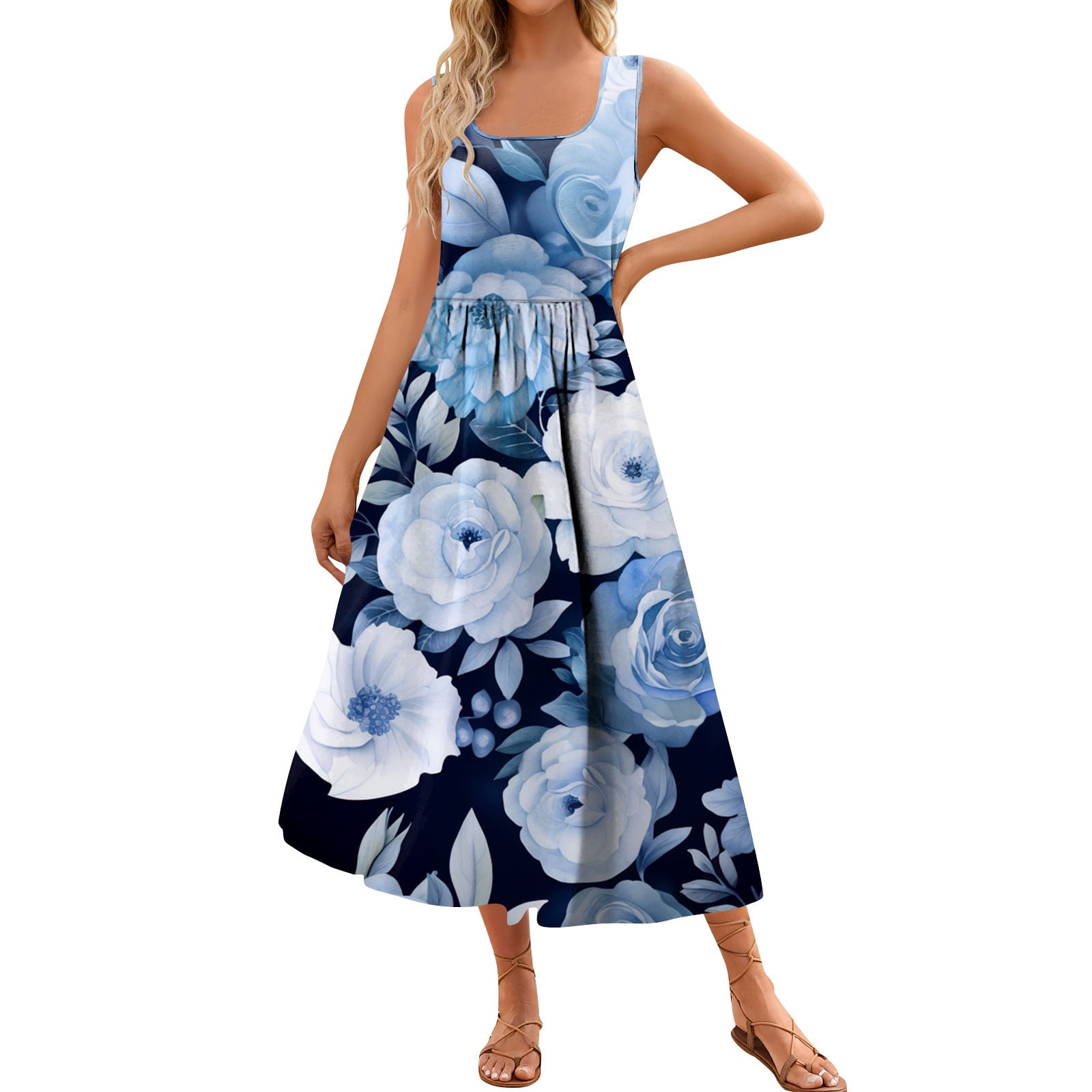 TOFOTL Women's 2024 Summer Maxi Dress Casual Floral Print Sleeveless ...