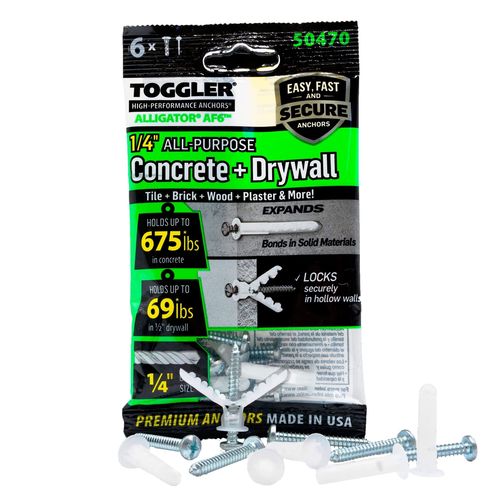 TOGGLER Alligator AF6 Flanged Anchor with Screws, Polypropylene, Made ...
