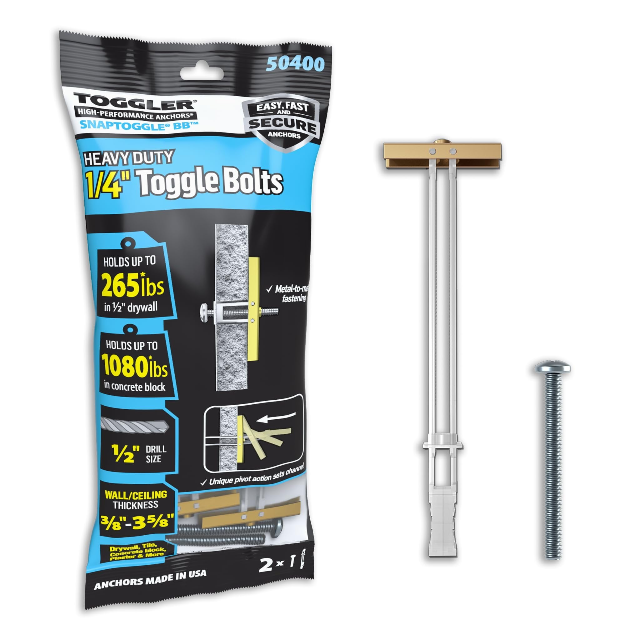 TOGGLER SNAPTOGGLE BB Toggle Anchor with Bolts, Zinc-Plated Steel ...