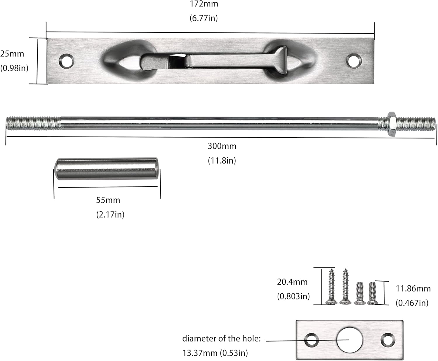 TOGU 2 Pack Lever Extension Flush Bolt Latch Slide Bolt Lock in 6" 8 ...