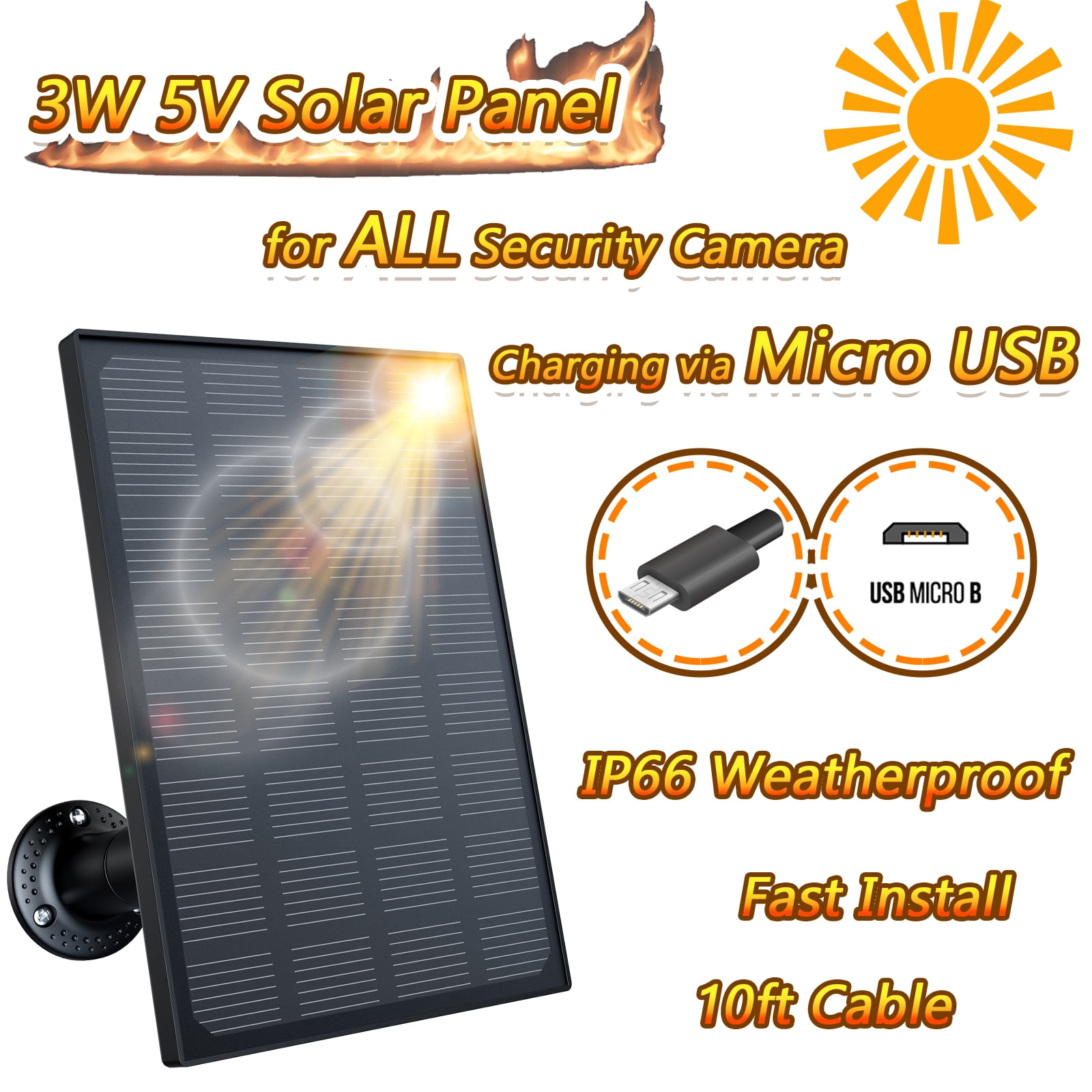 TOGUARD 4W 5V Solar Panel for Every Battery Security Camera Charging ...