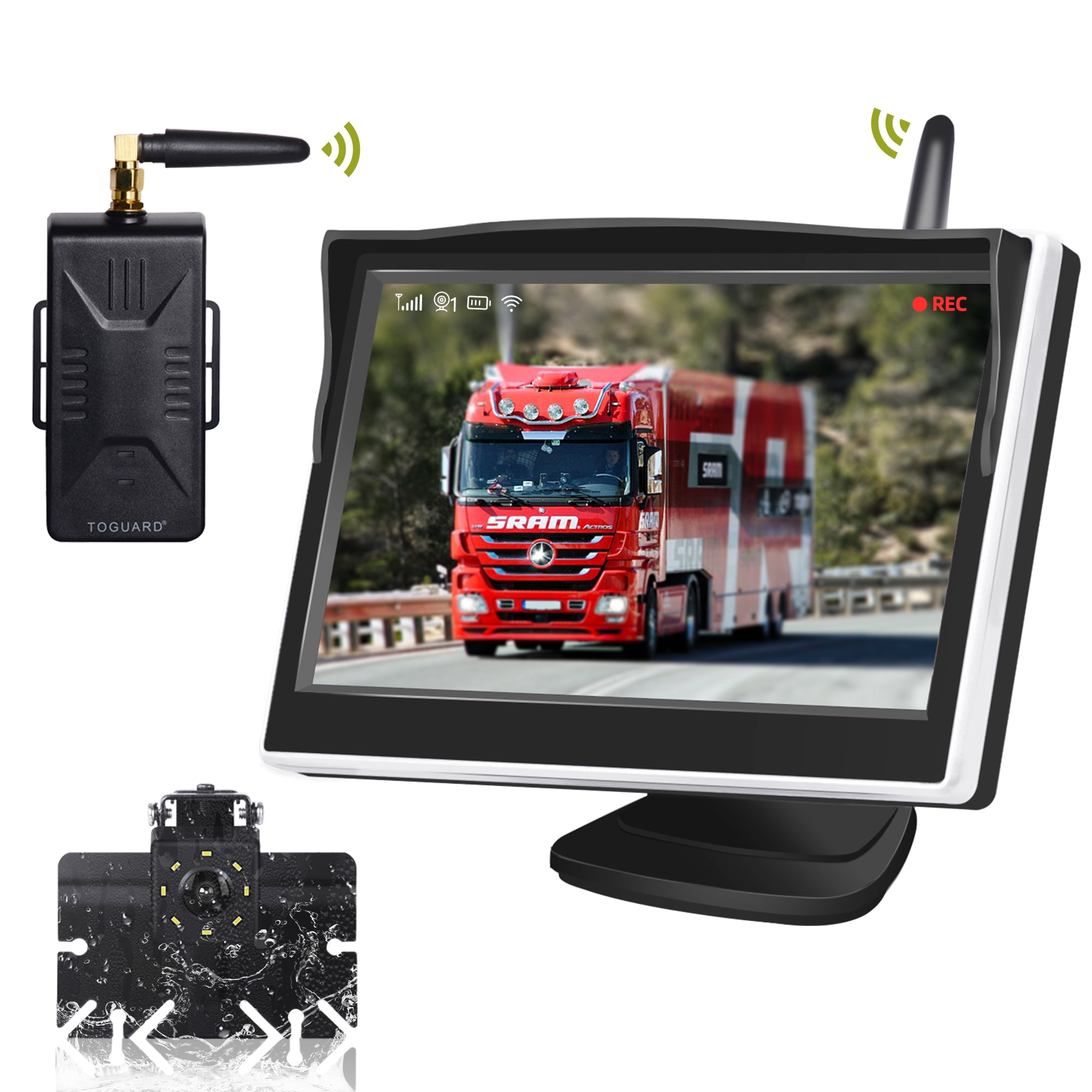 TOGUARD 5'' Monitor 1080P Waterproof Wireless Backup Camera Kit with IR ...