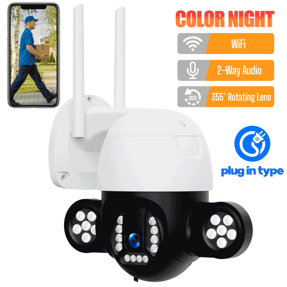 TOGUARD Floodlight Wired Outdoor Motion Sensor Camera, 3MP PTZ, HD ...