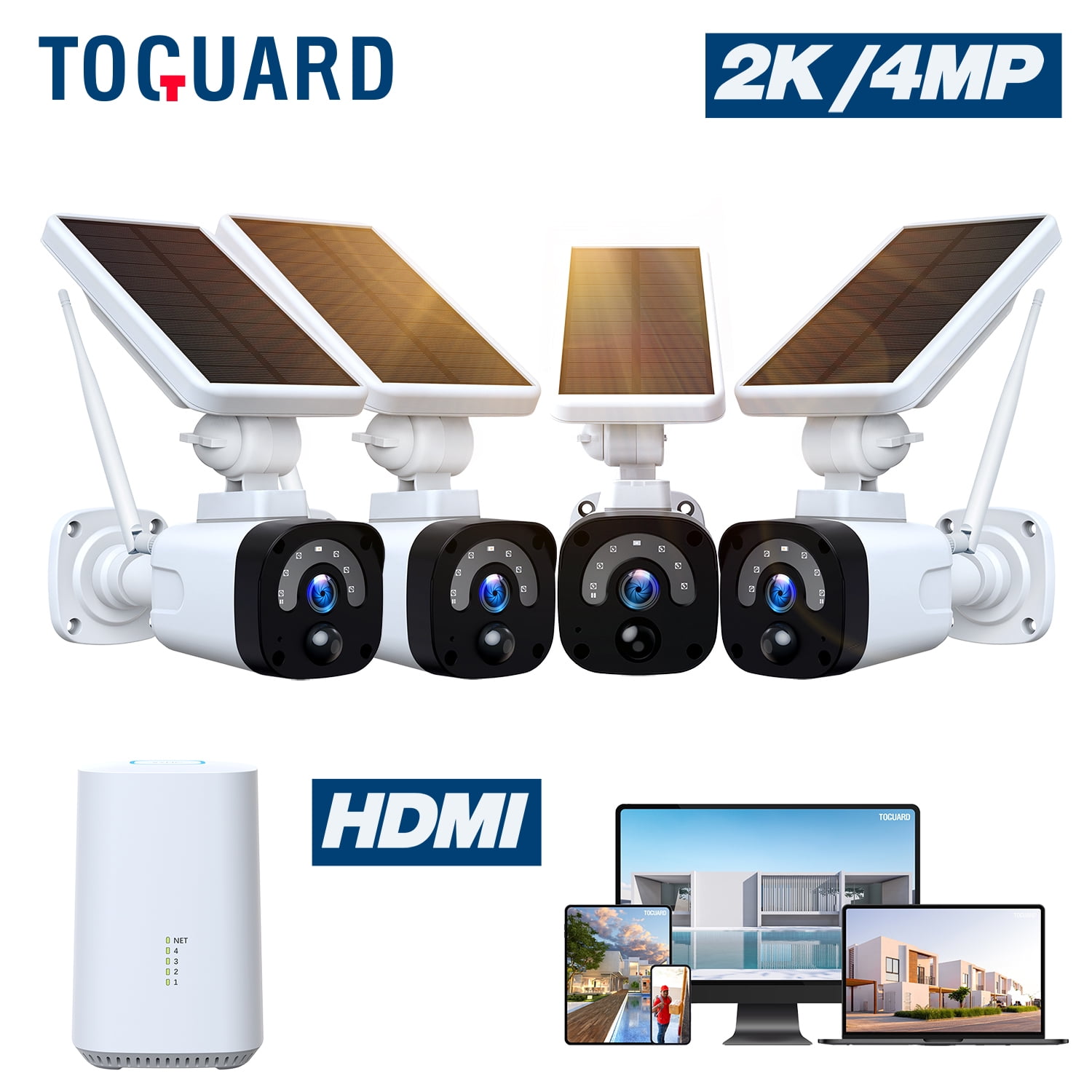 TOGUARD Solar Powered 2K/4MP Outdoor Security Camera with Night Vision ...