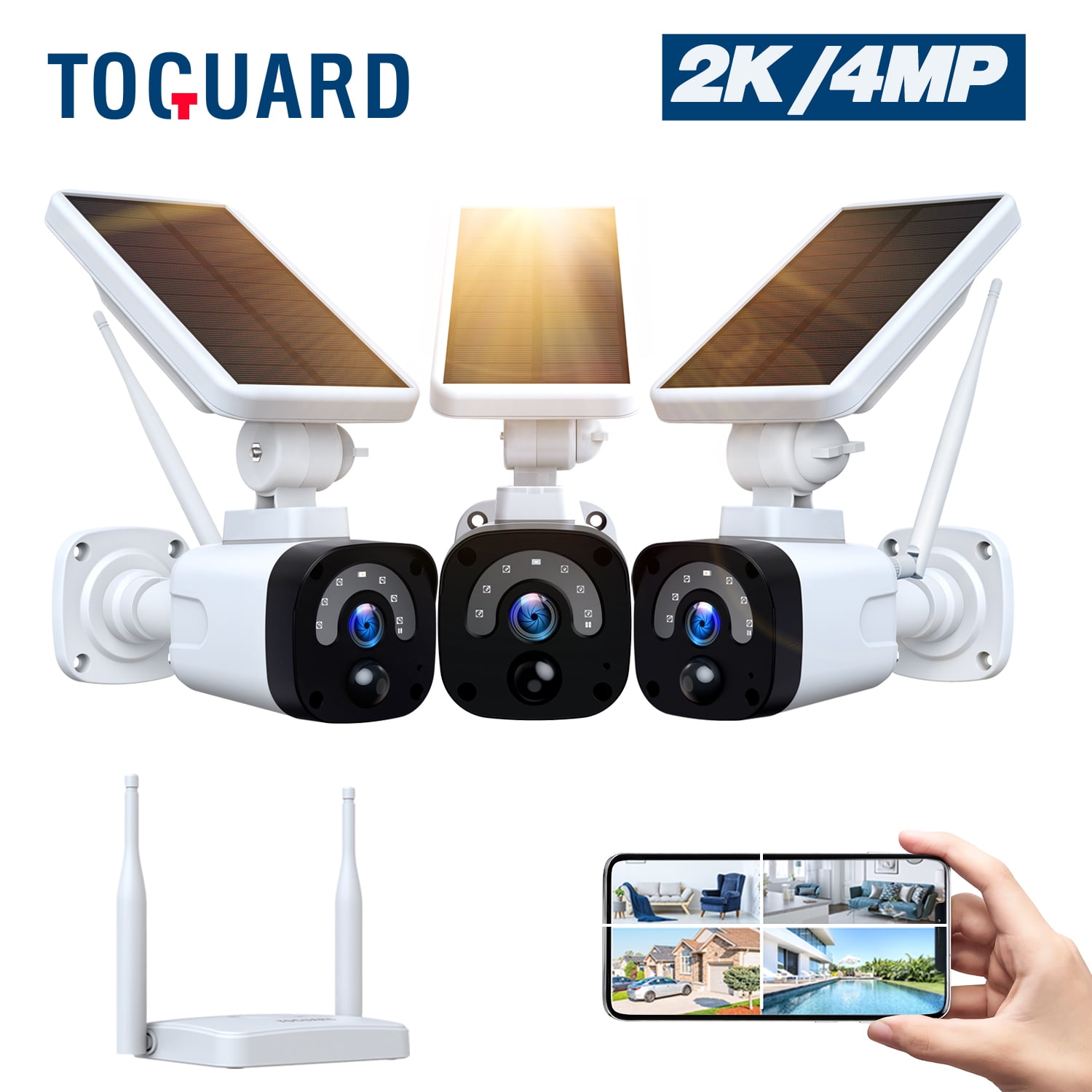 TOGUARD SC14 2K/4MP Solar Wireless Security Camera System Outdoor ...