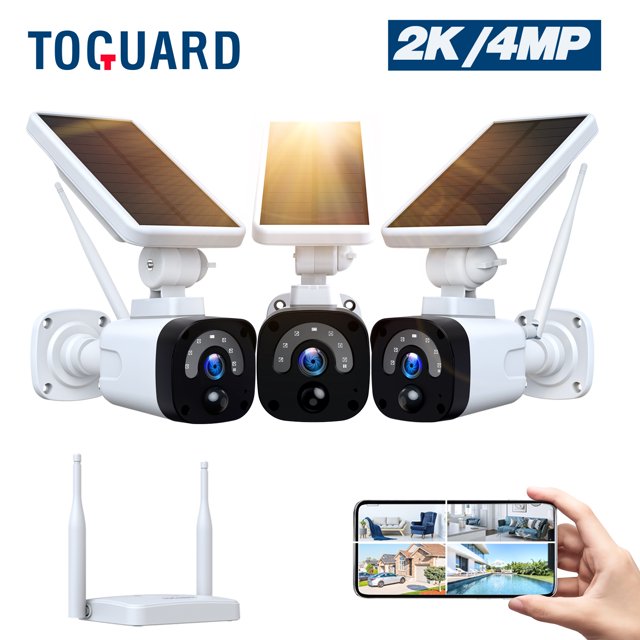 TOGUARD SC14 2K/4MP Solar Wireless Security Camera System Outdoor Battery WiFi Bullet ...