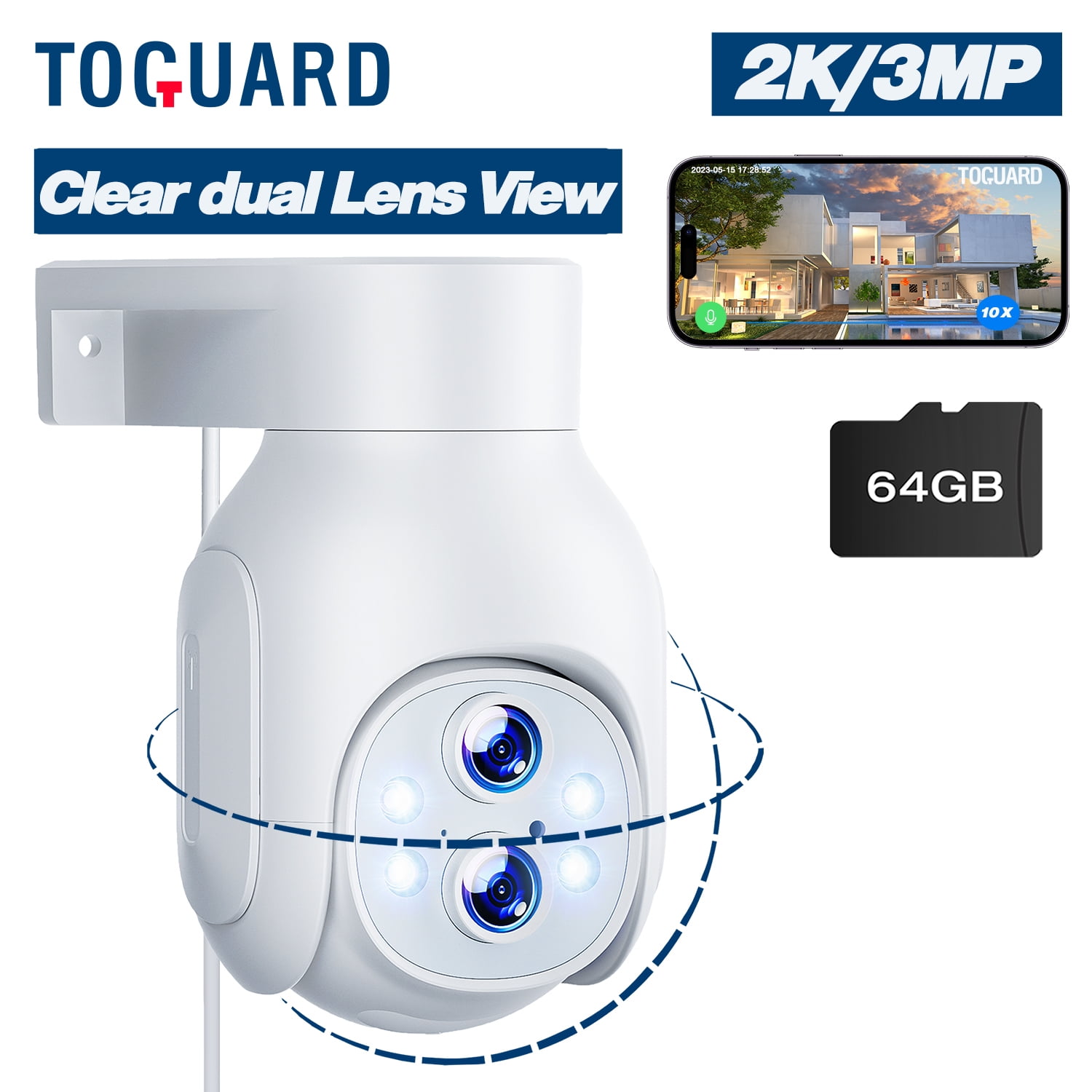 TOGUARD SC22 2K/3MP WiFi Outdoor Security Camera with 10X Hybrid Zoom ...