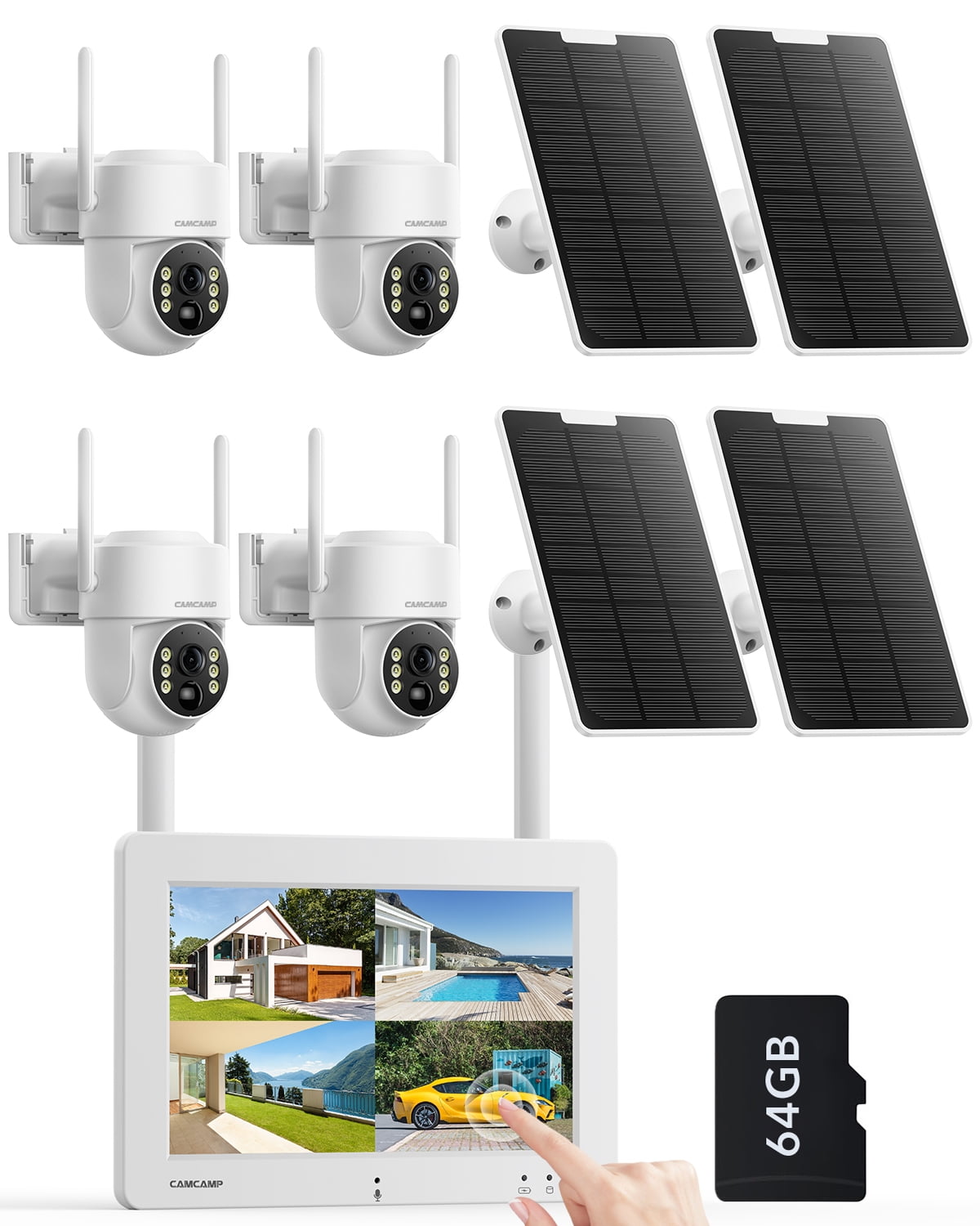 TOGUARD SC44 2K/4MP Solar Security Camera System Outdoor with 7" NVR ...