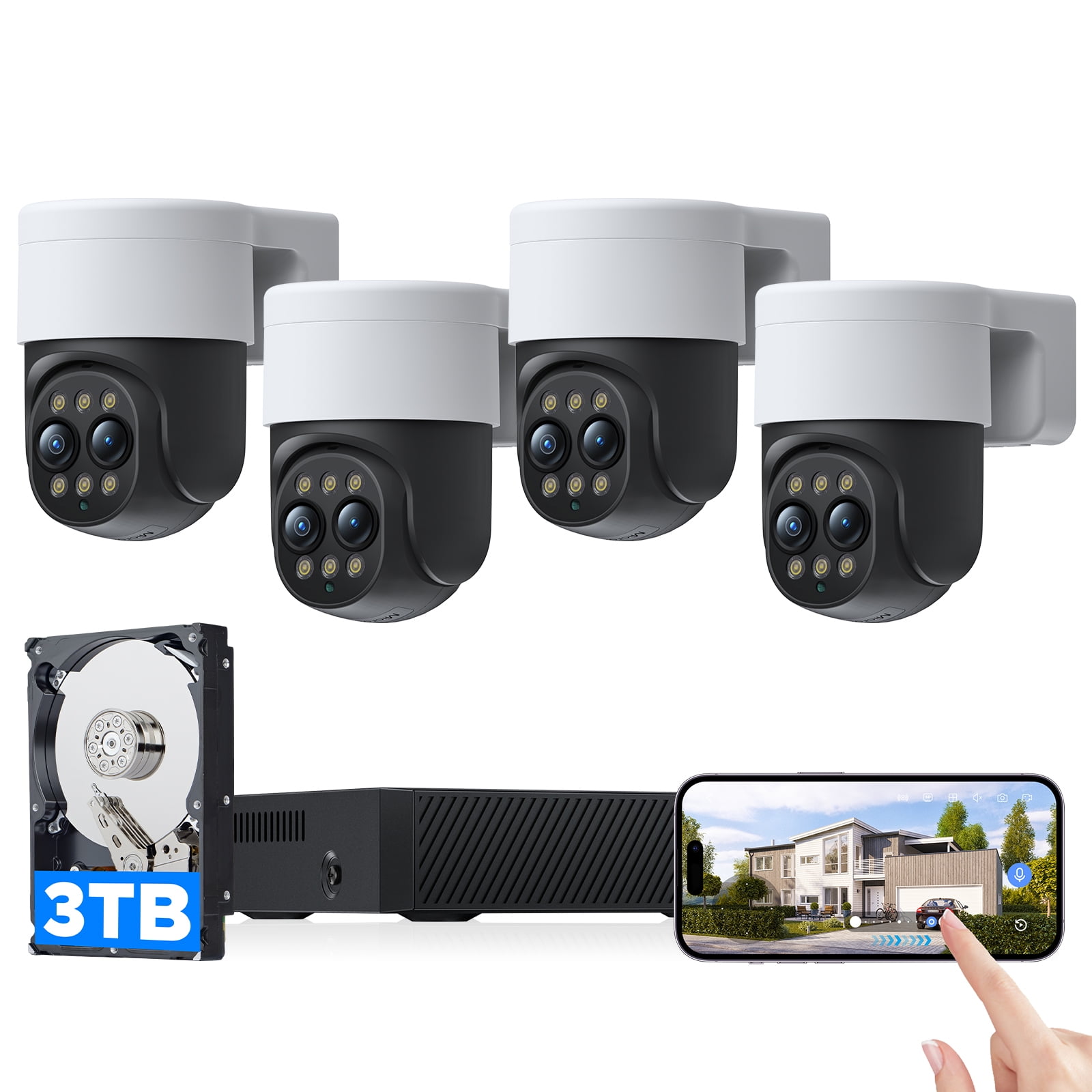 TOGUARD SC46 POE Wired Security Camera System Outdoor with 3TB Hard ...