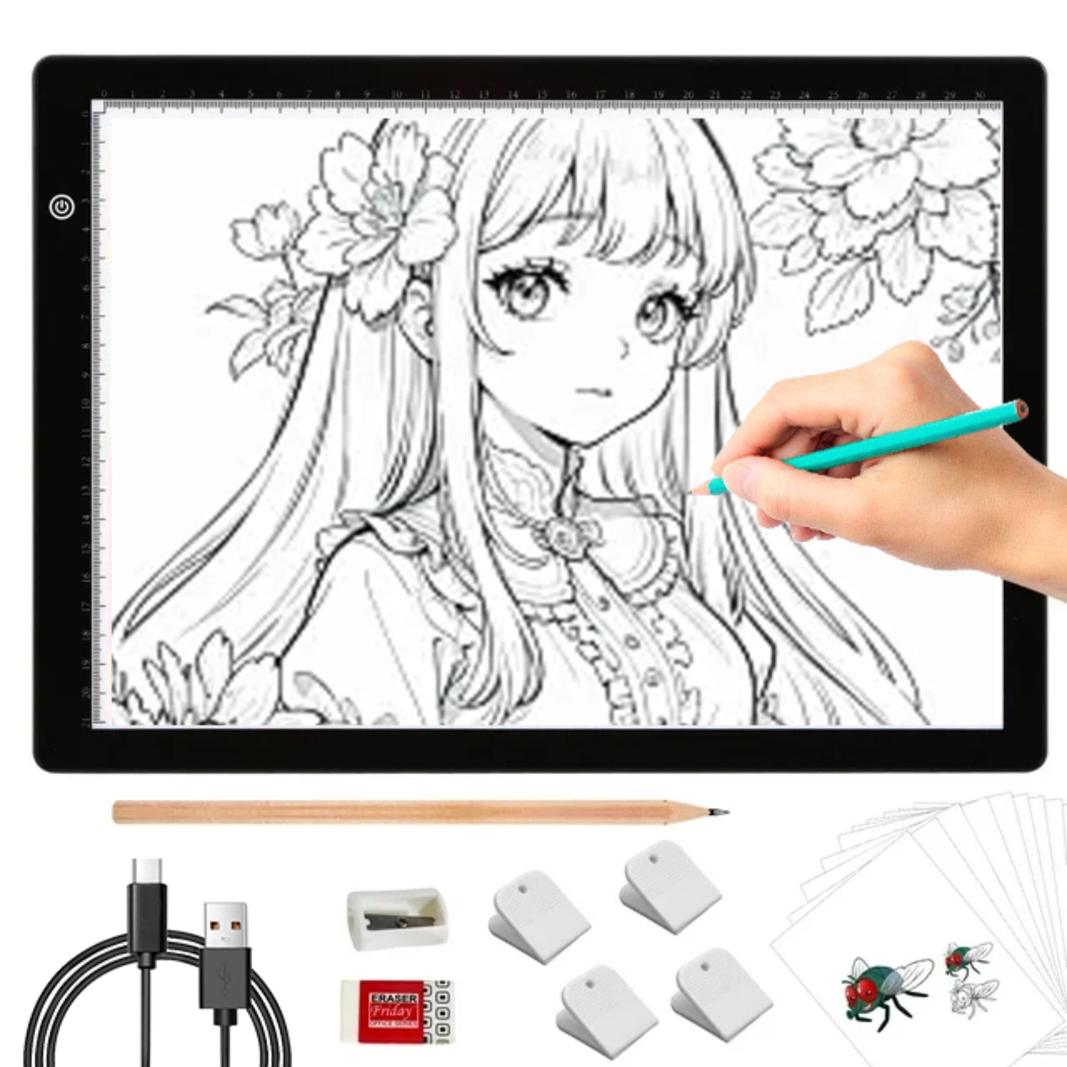 TOHETO A4 Light Pad Light Acrylic Panel Copy Board Tracking Pad for ...