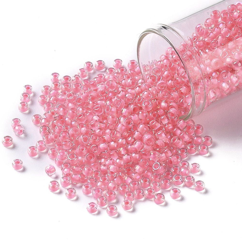 TOHO Round Seed Beads Japanese Seed Beads (191B) Opaque Hot Pink-Lined ...