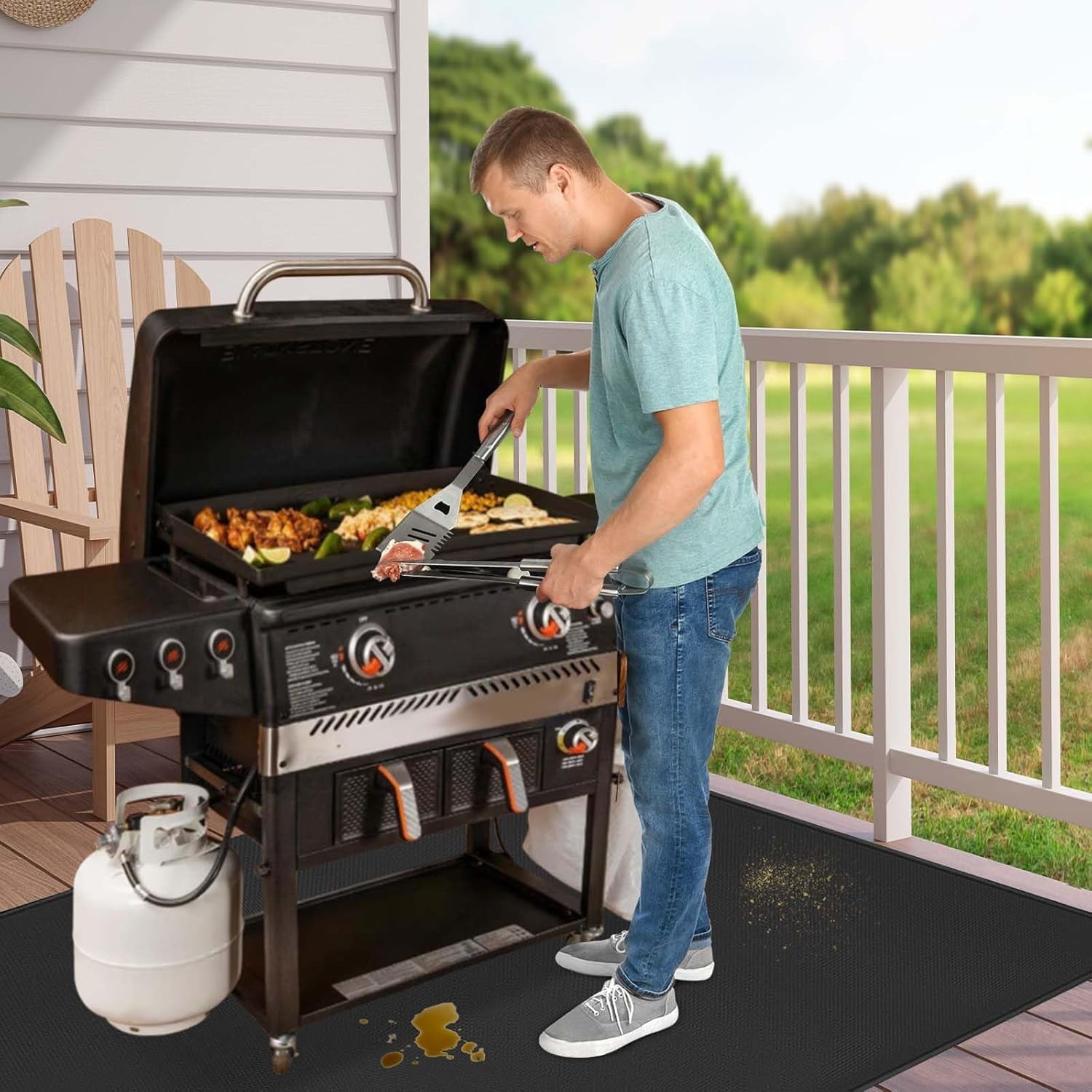 TOHONFOO 70 x 48 in Under Grill Mat Compatible with Blackstone 28in ...