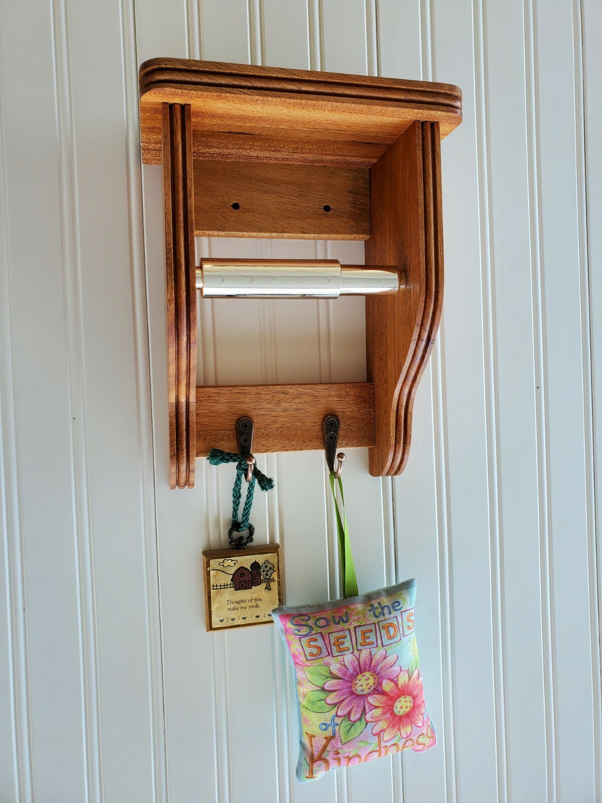 TOILET PAPER HOLDER SOLID WOOD MAHOGANY OIL FINISH PHONE BABY WIPES ...