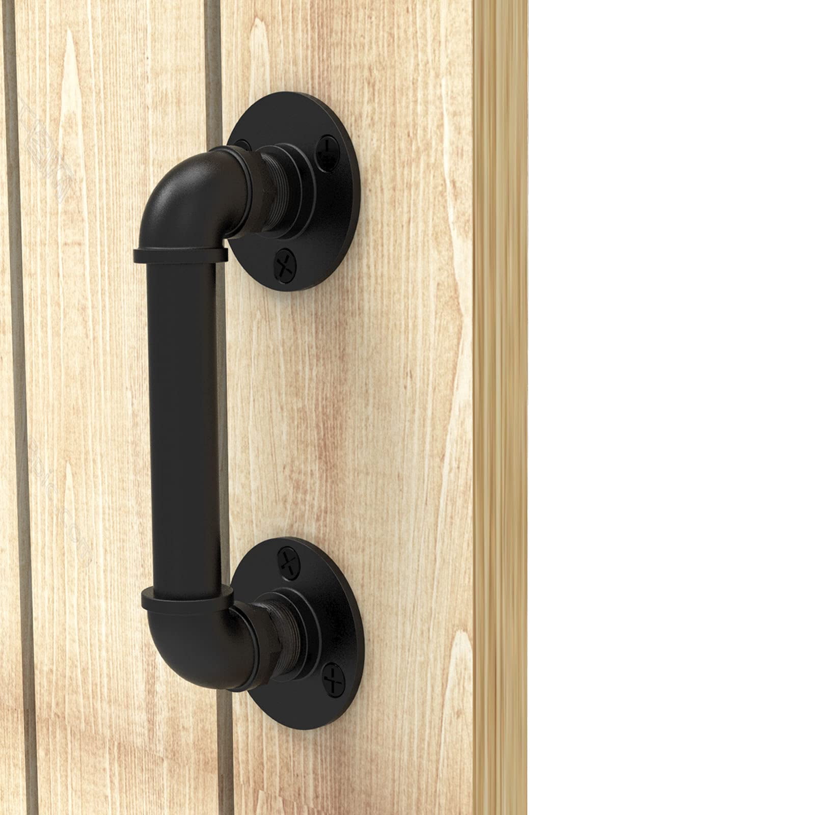 TOIMIOTOIM 9.6" Pipe Barn Door Pull Handle Black Rustic Industrial Grab ...