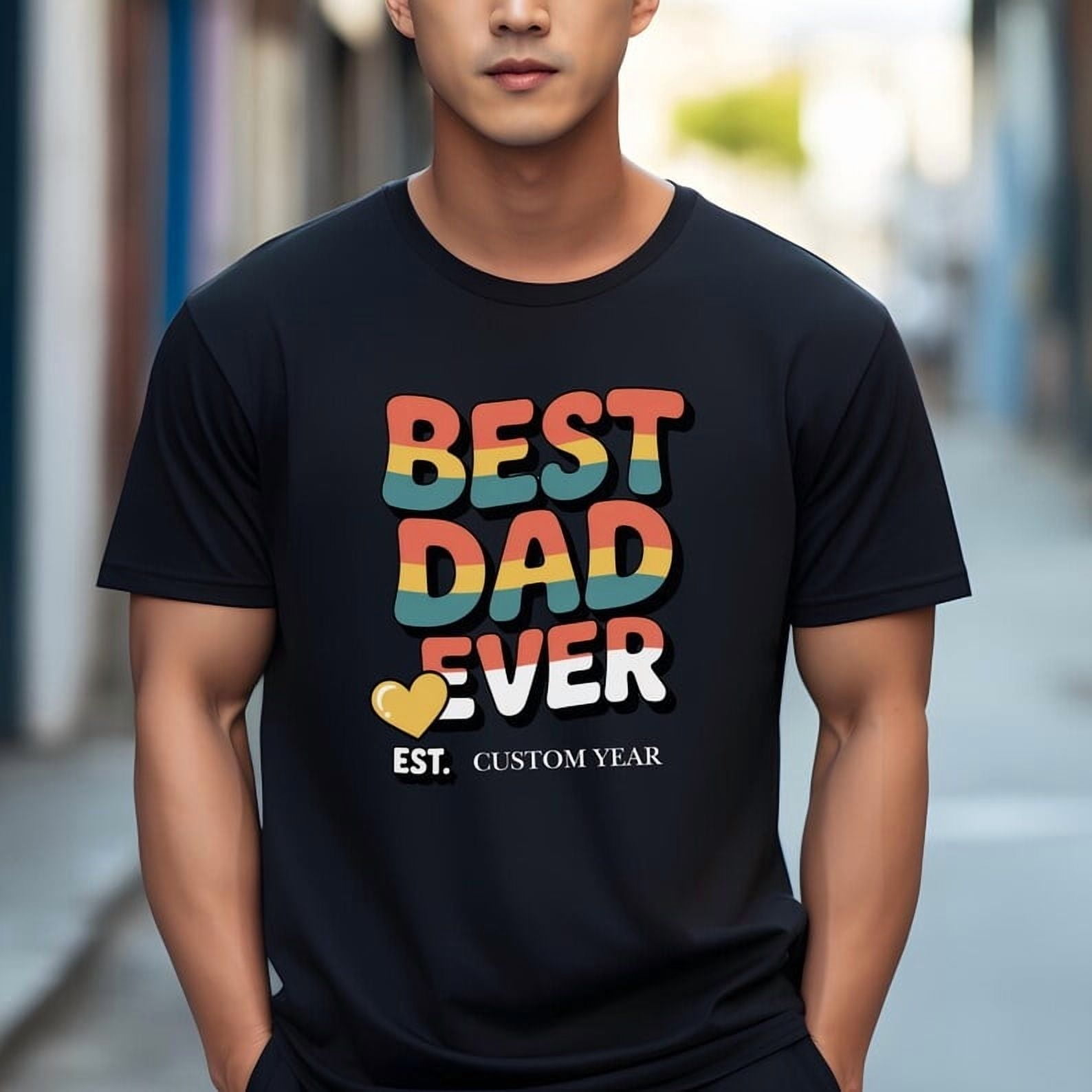 TOKAIPlus Best Dad Ever Est Shirt, Custom Dad T-Shirt with Kid’s Birth ...