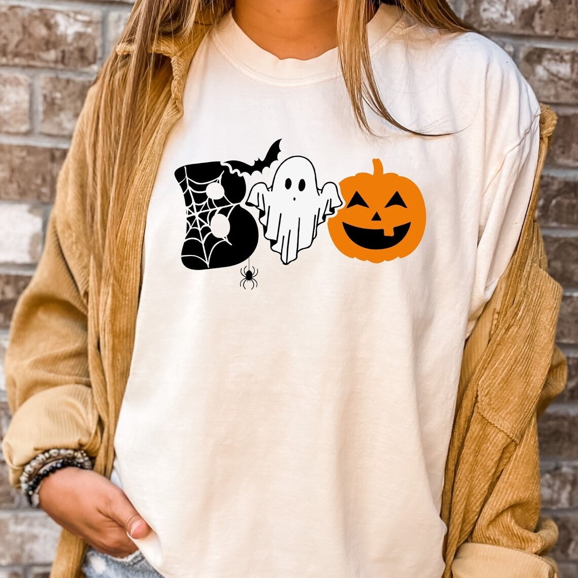 TOKAIPlus Halloween Boo Shirt, Ghost Pumpkin Top, Spooky Season Outfit ...