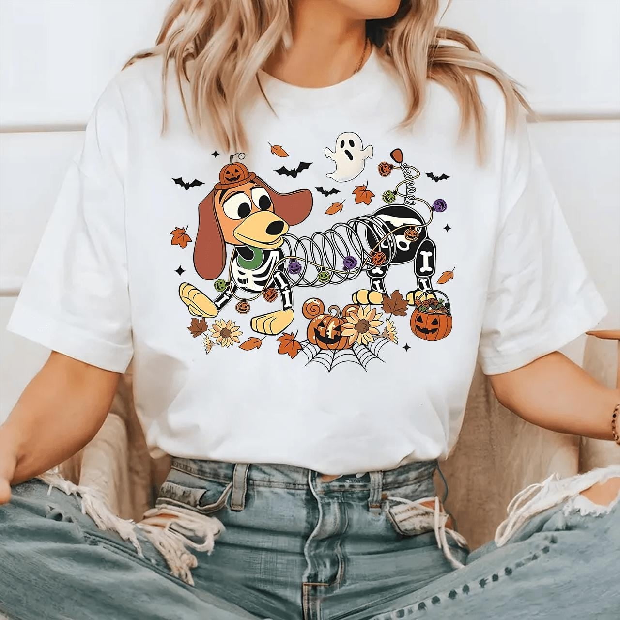 TOKAIPlus Slinky Dog Halloween – Skeleton Costume with Pumpkin Lights ...