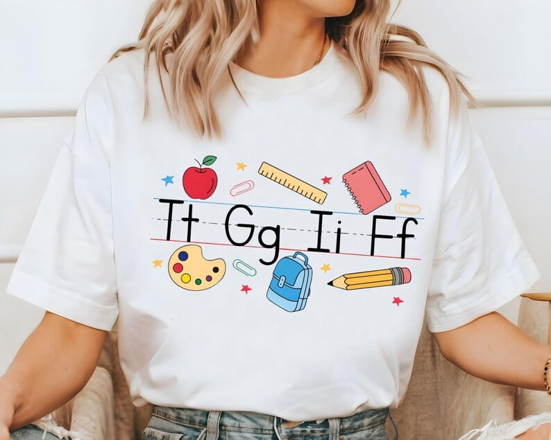TOKAIPlus TGIF Teacher Shirt, Alphabet Teacher Shirt, Kindergarten Teacher Shirt, Teacher ...