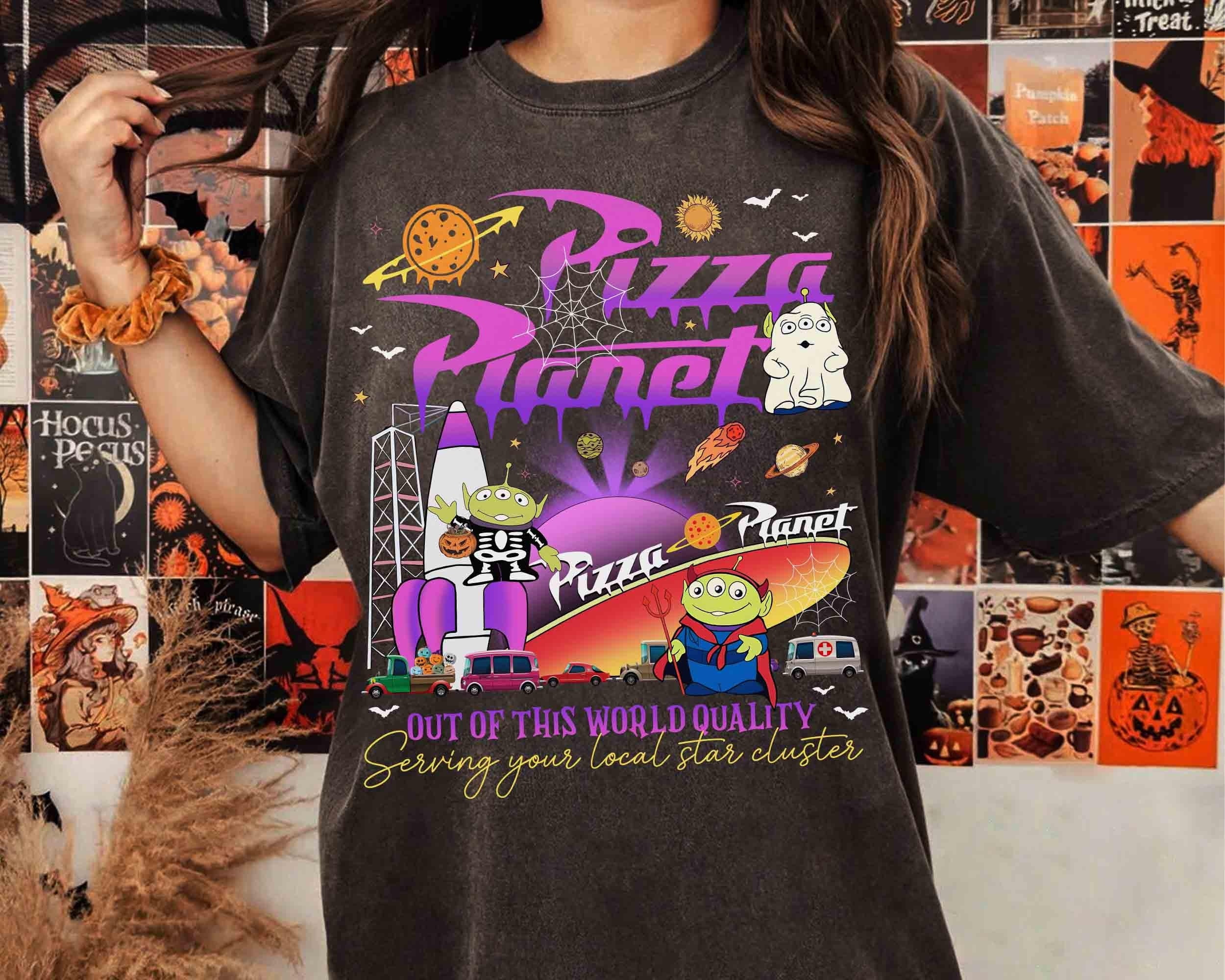 TOKAIPlus Vintage Toy Story Aliens Pizza Planet Halloween Shirt, Alien Pizza Lover Tee, Alien ...