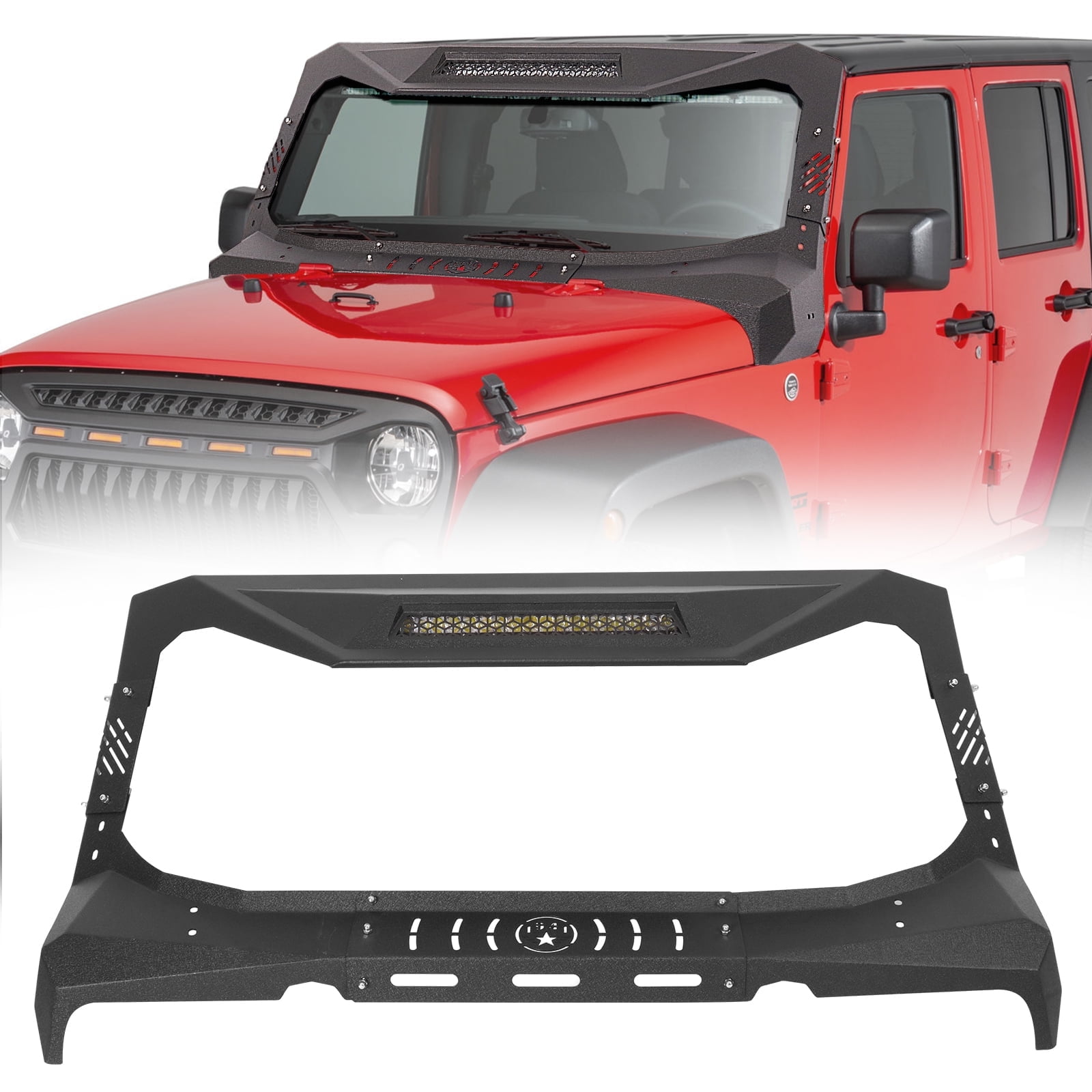 TOKMOWIN Madmax Windshield Frame Cover Armor Compatible with 2007-2018 ...