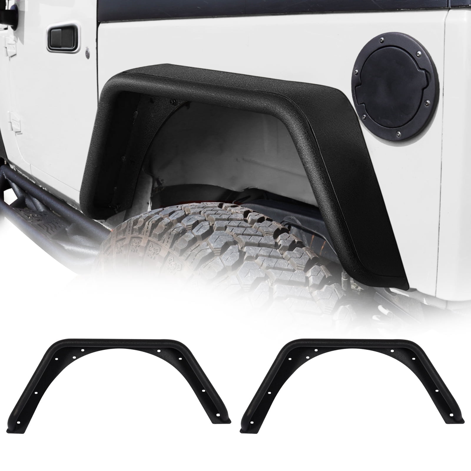 TOKMOWIN Steel Rear Tube Fender Flares Fit for 1997-2006 Jeep Wrangler ...