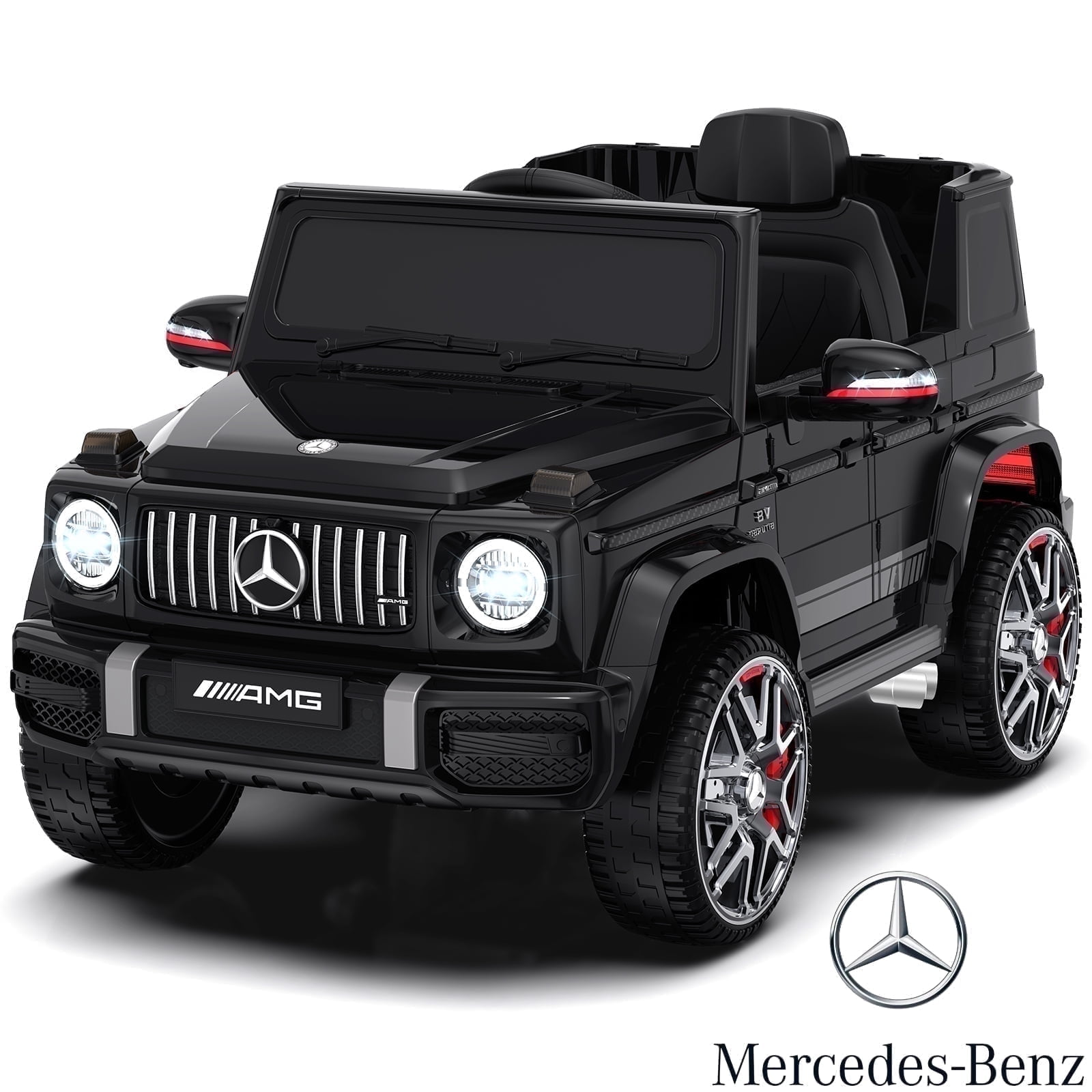 TOKTOO 12V Mercedes-Benz G63 Ride On Car, Black, Parental Control, LED ...