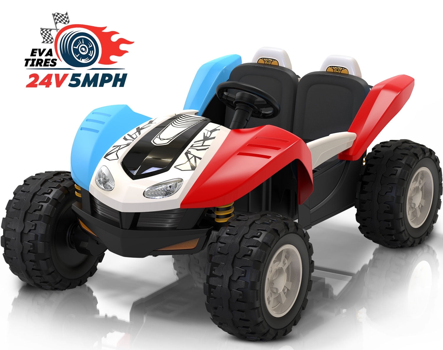 TOKTOO 24V Ride on Toy, 4WD 5Mph, 2-Seater Ride on Car for Kids w/ 300W ...