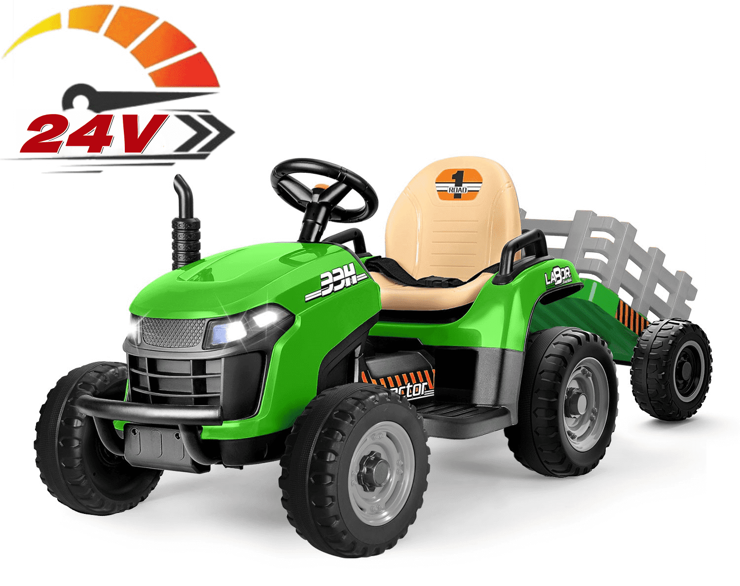 TOKTOO 24V Kids Ride-On Tractor with Remote Control, EVA Tires ...