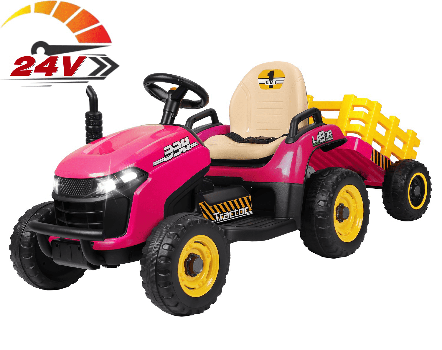 TOKTOO 24V Kids Ride-On Tractor with Parental Remote Control, EVA Tires ...