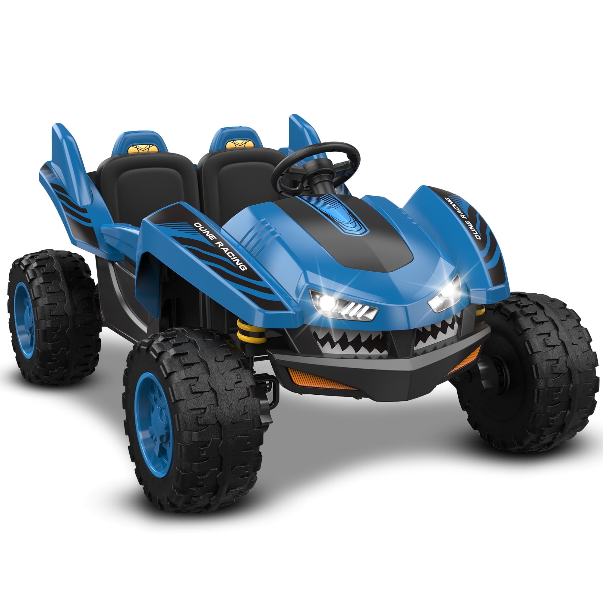 TOKTOO 24V 4WD Ride on Car, Max 5Mph, 2-Seater Ride on Shark Car for ...