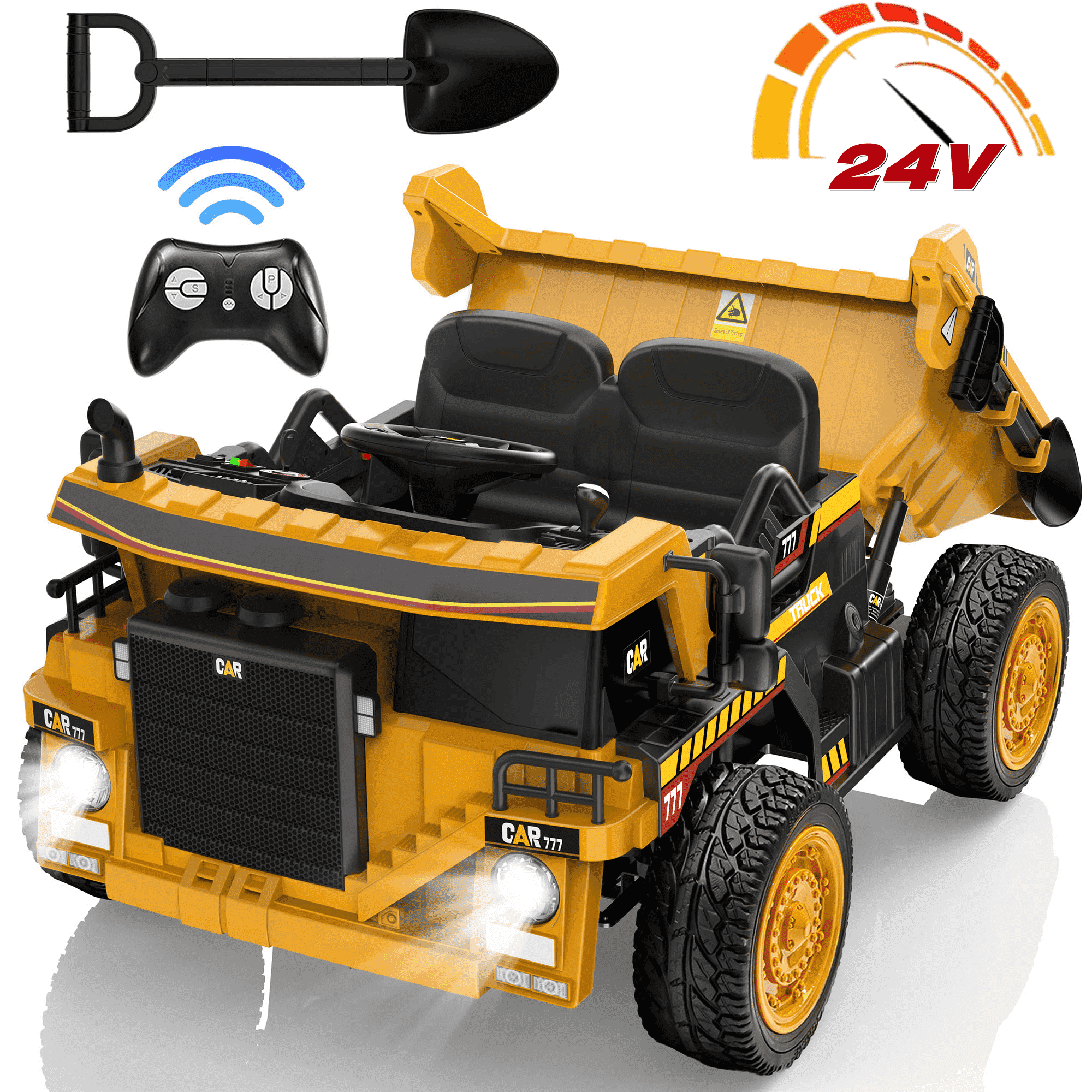 TOKTOO 24V Ride on Dump Truck w/ EVA Tires, Electric Dump Bed, Remote ...